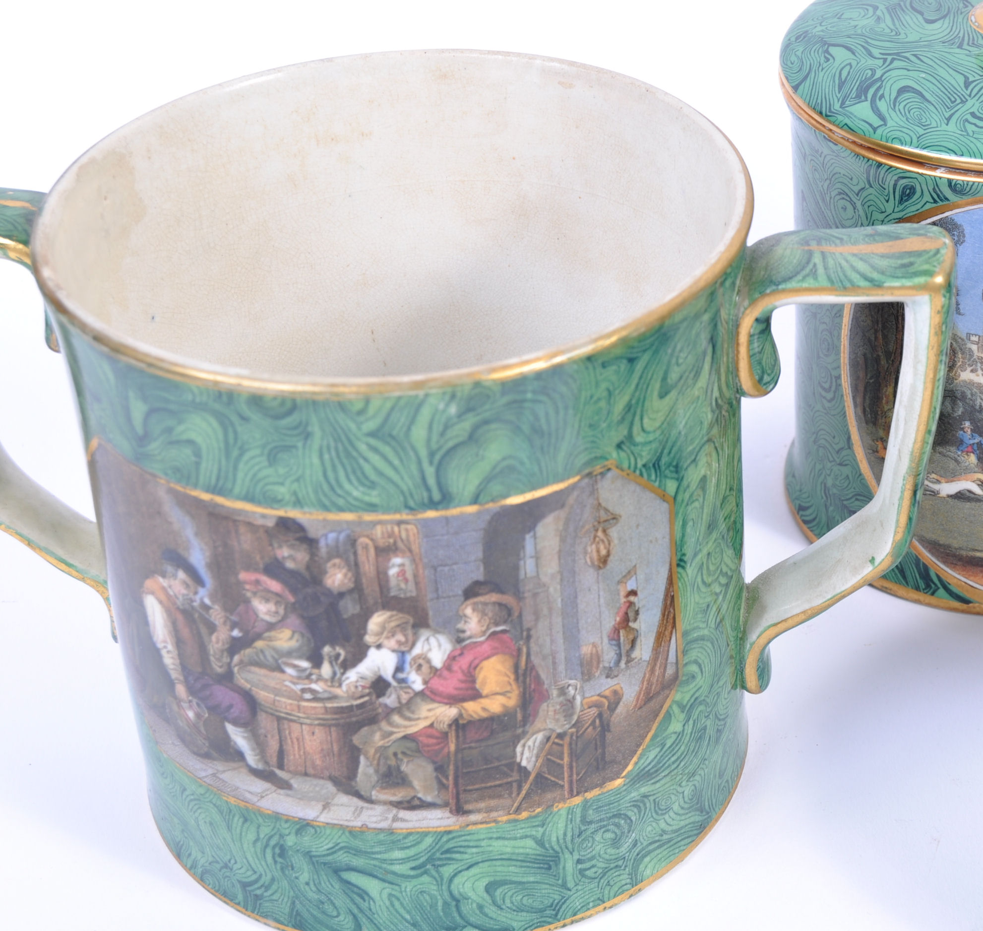 An extensive collection of 19th Century English antique prattware pots ...