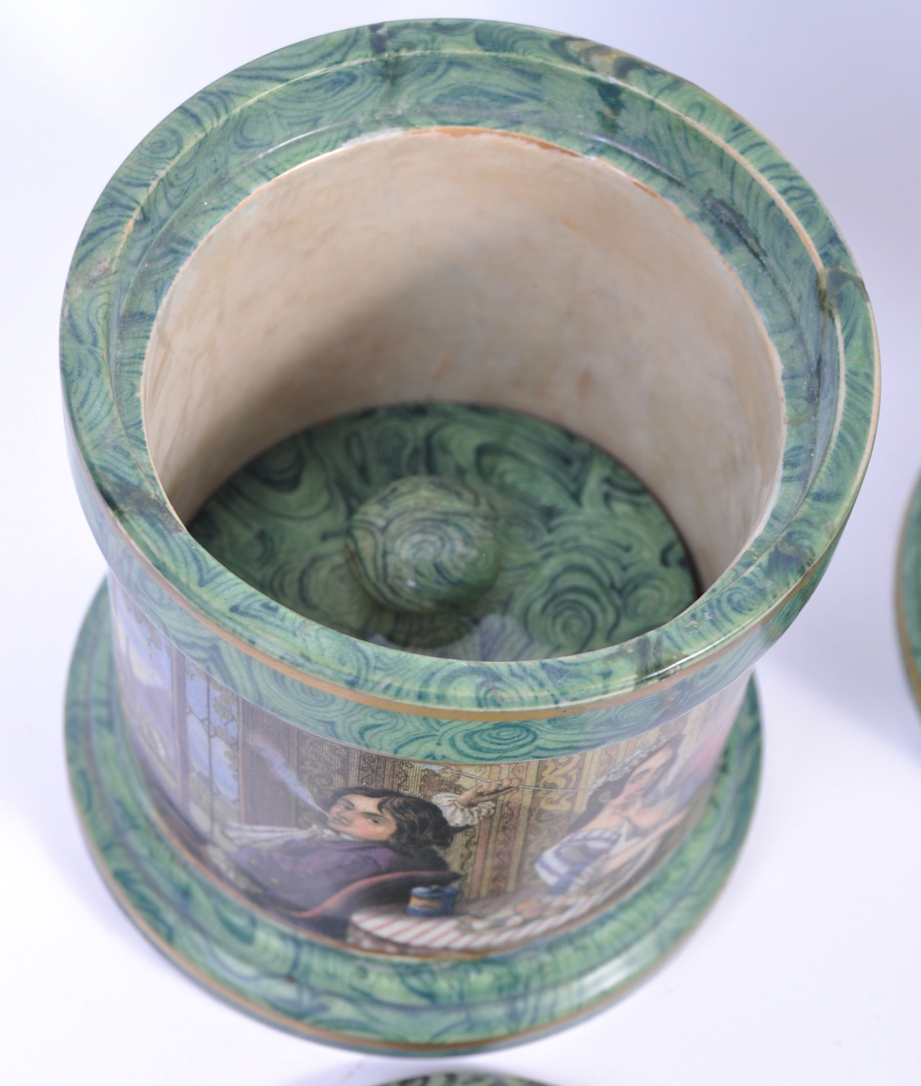 A collection of three 19th Century English antique prattware Tobacco ...
