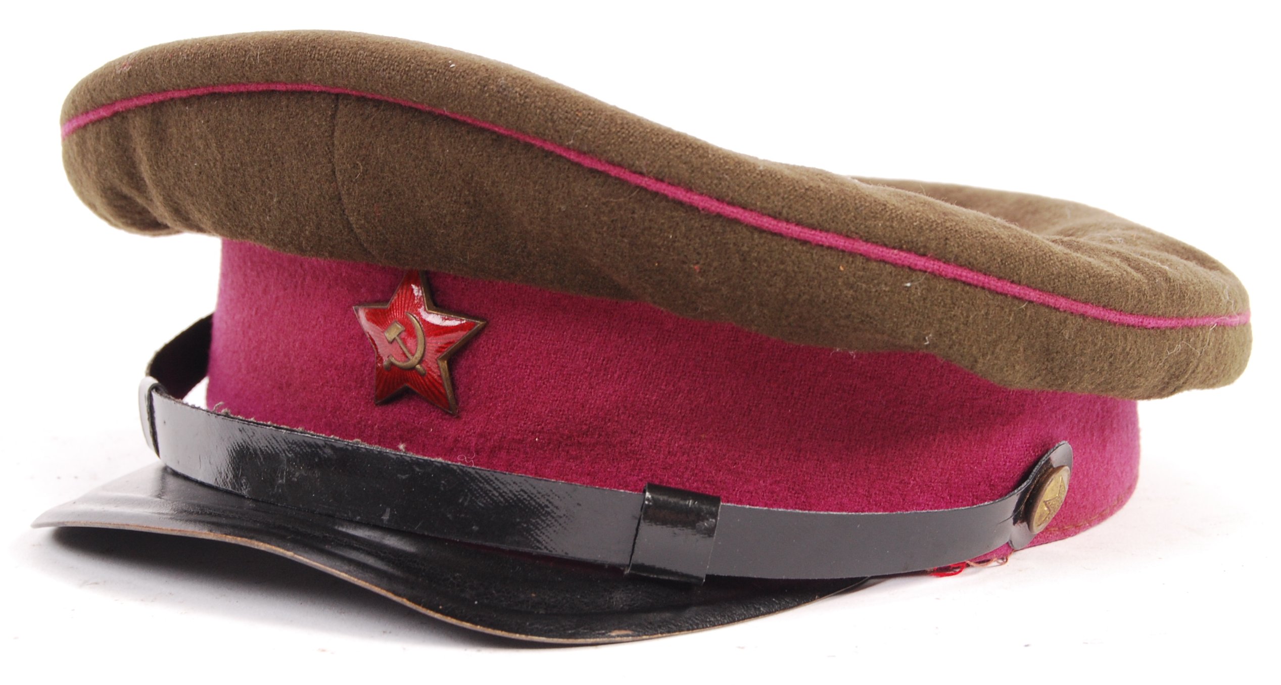 A WWII Second World War Soviet Russia uniform peaked cap in green and ...