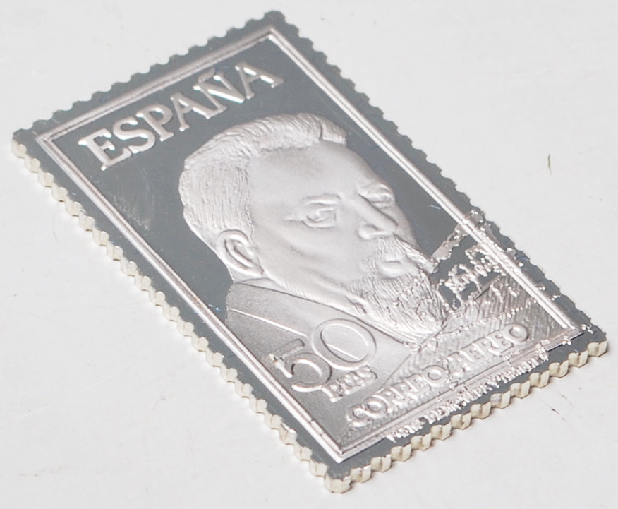 Boxed 925 silver stamps of “ The International Society of Postmasters ...