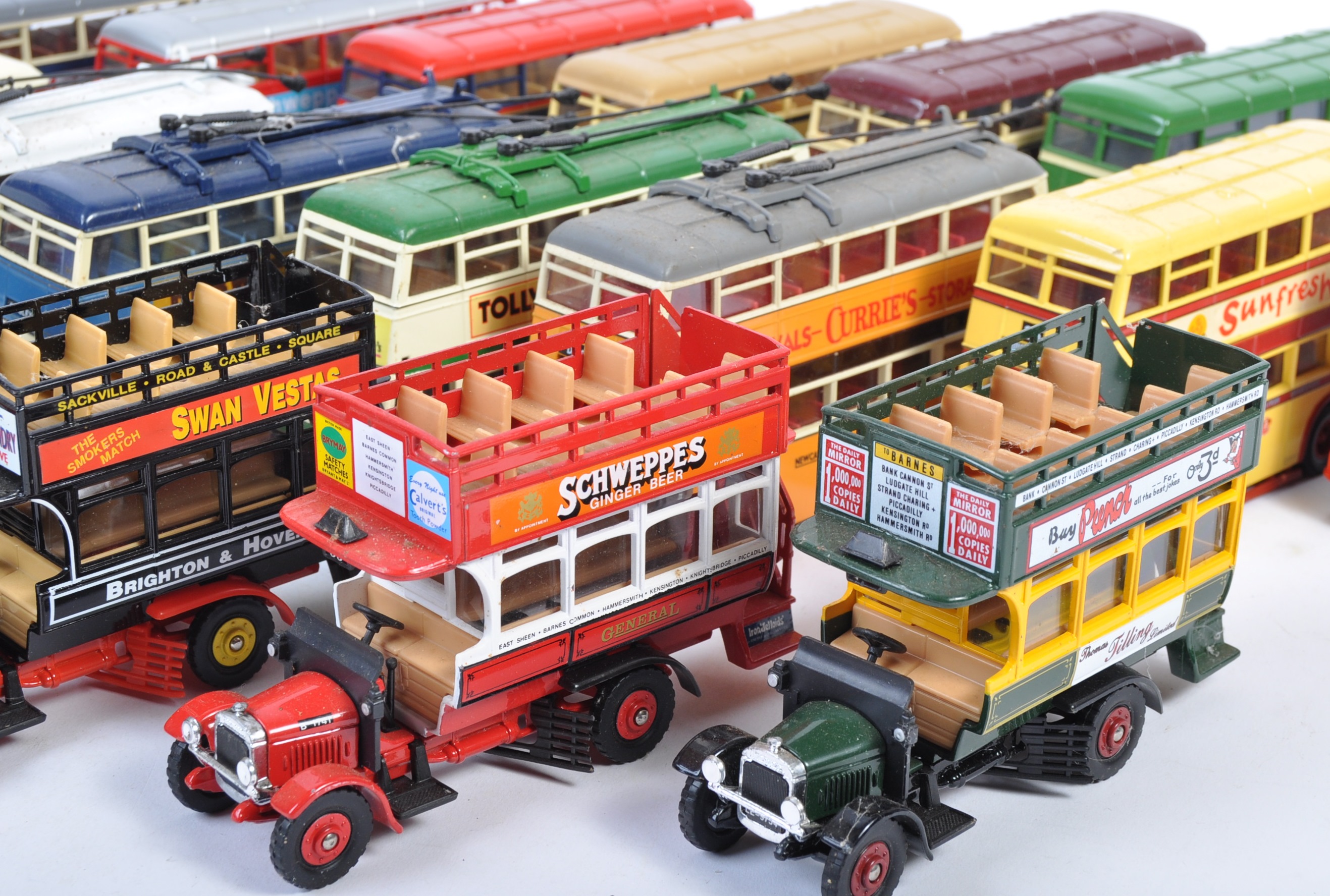 A large collection of original Corgi 1/50 scale 982diecast model buses ...