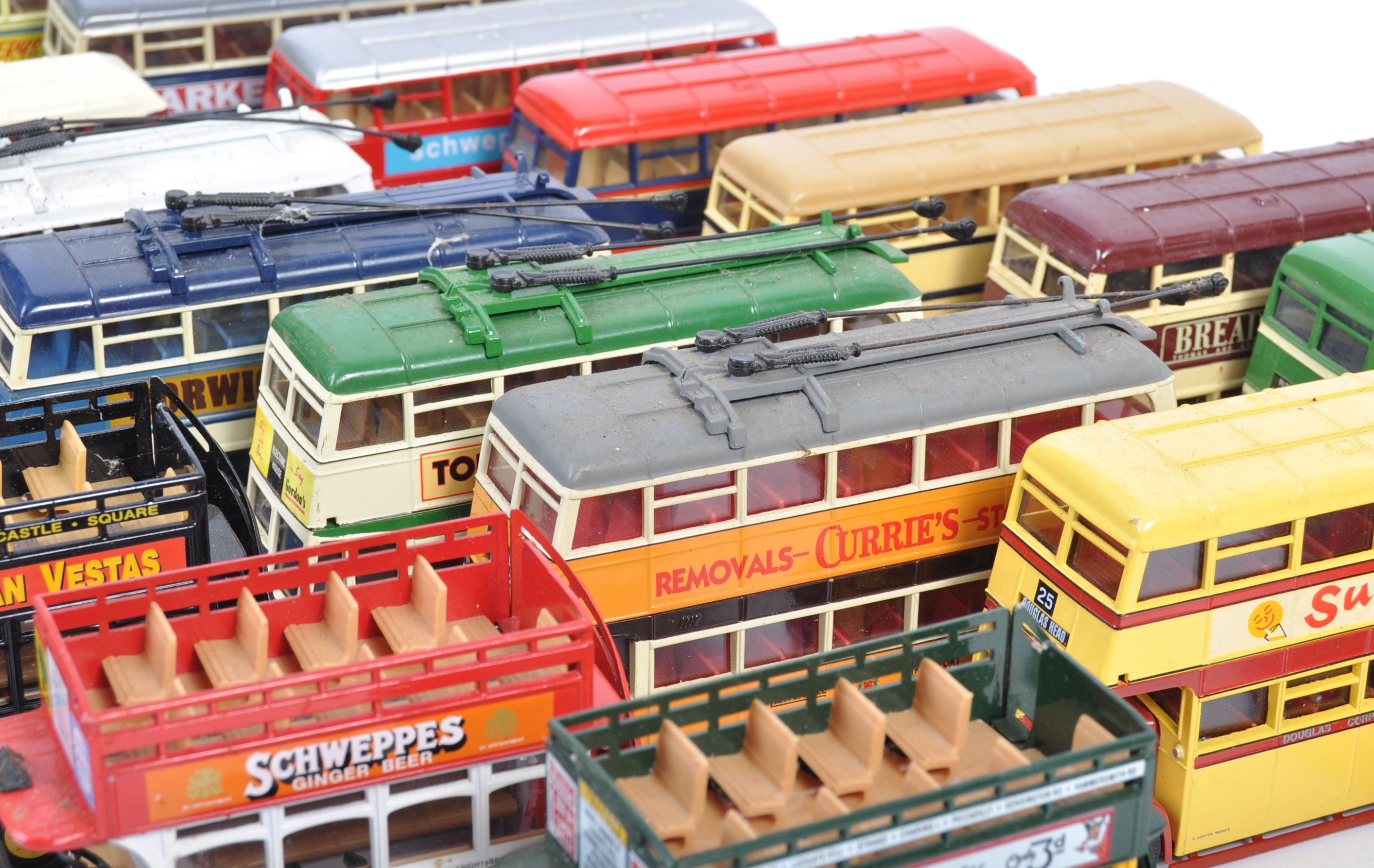 A large collection of original Corgi 1/50 scale 982diecast model buses ...