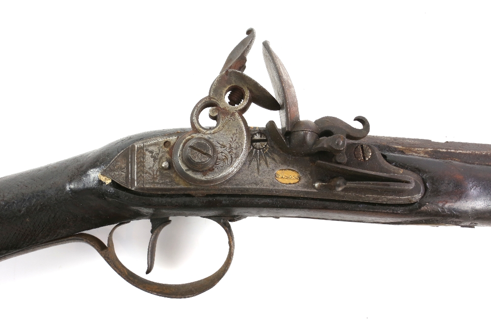Early19th century flintlock sporting piece, the engraved lock plate ...