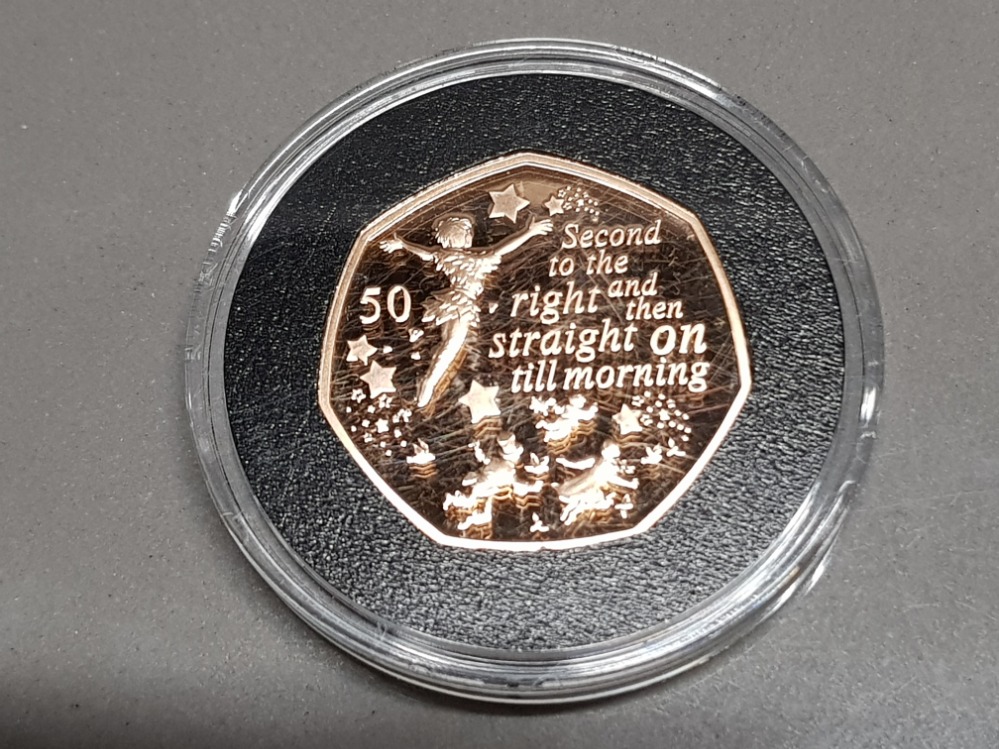 ISLE OF MAN 2019 PETER PAN GOLD PROOF 50P COIN HALF OZ IN PRESENTATION ...