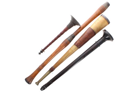 Three various Shawm type instruments including an antique Chinese Suona ...