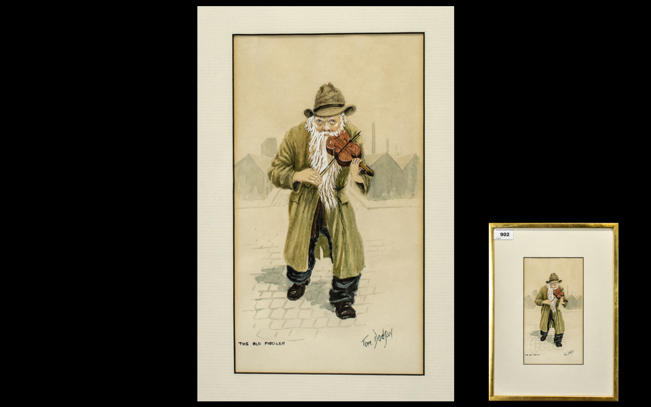 Tom Dodson 1910 - 1991 Artist Drawn and Signed Watercolour / Chalk ...