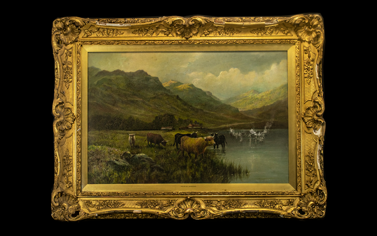 Douglas Cameron - Victorian Oil Painting on Canvas depicting Highland ...