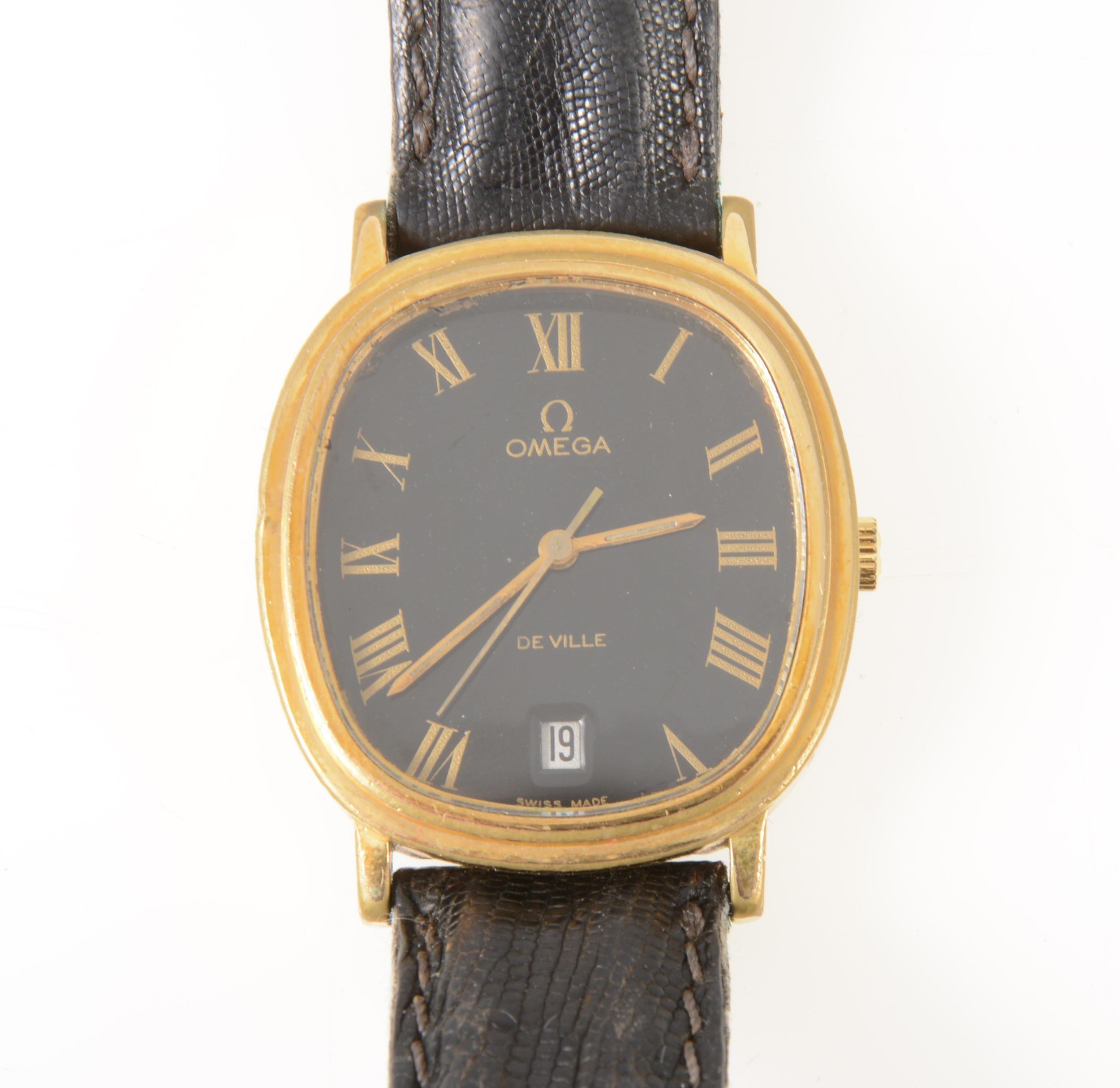 Omega - a gentleman's gold-plated De Ville wrist watch, rectangular ...