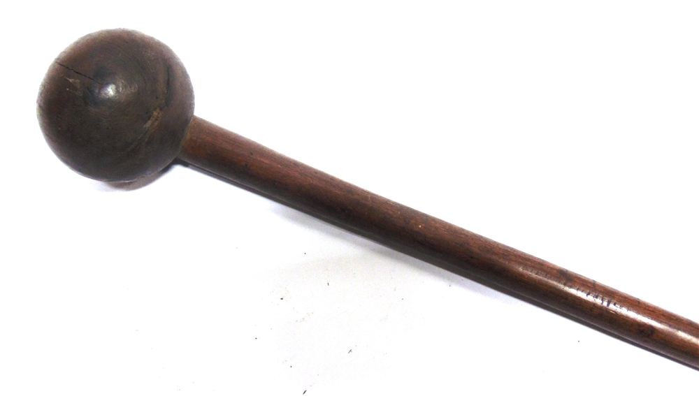 A 19TH CENTURY HARDWOOD KNOBKERRIE probably Zulu or Masai, 67.5cm long.