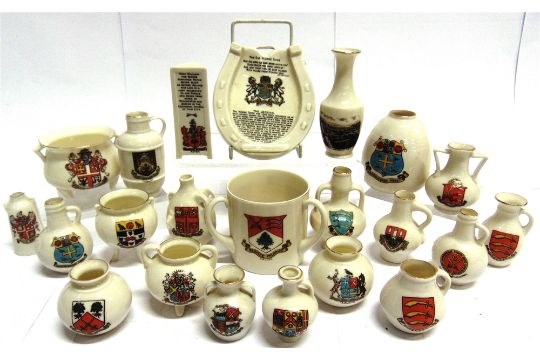 CRESTED CHINA - LONDON & MIDDLESEX Twenty-two pieces of Goss china ...