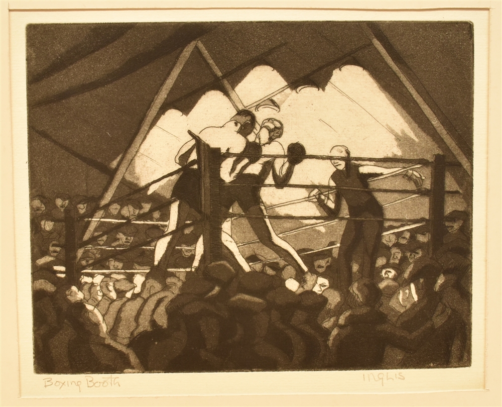 ALEXANDER INGLIS (SCOTTISH, 1911-1992) 'Boxing Booth', mezzotint ...