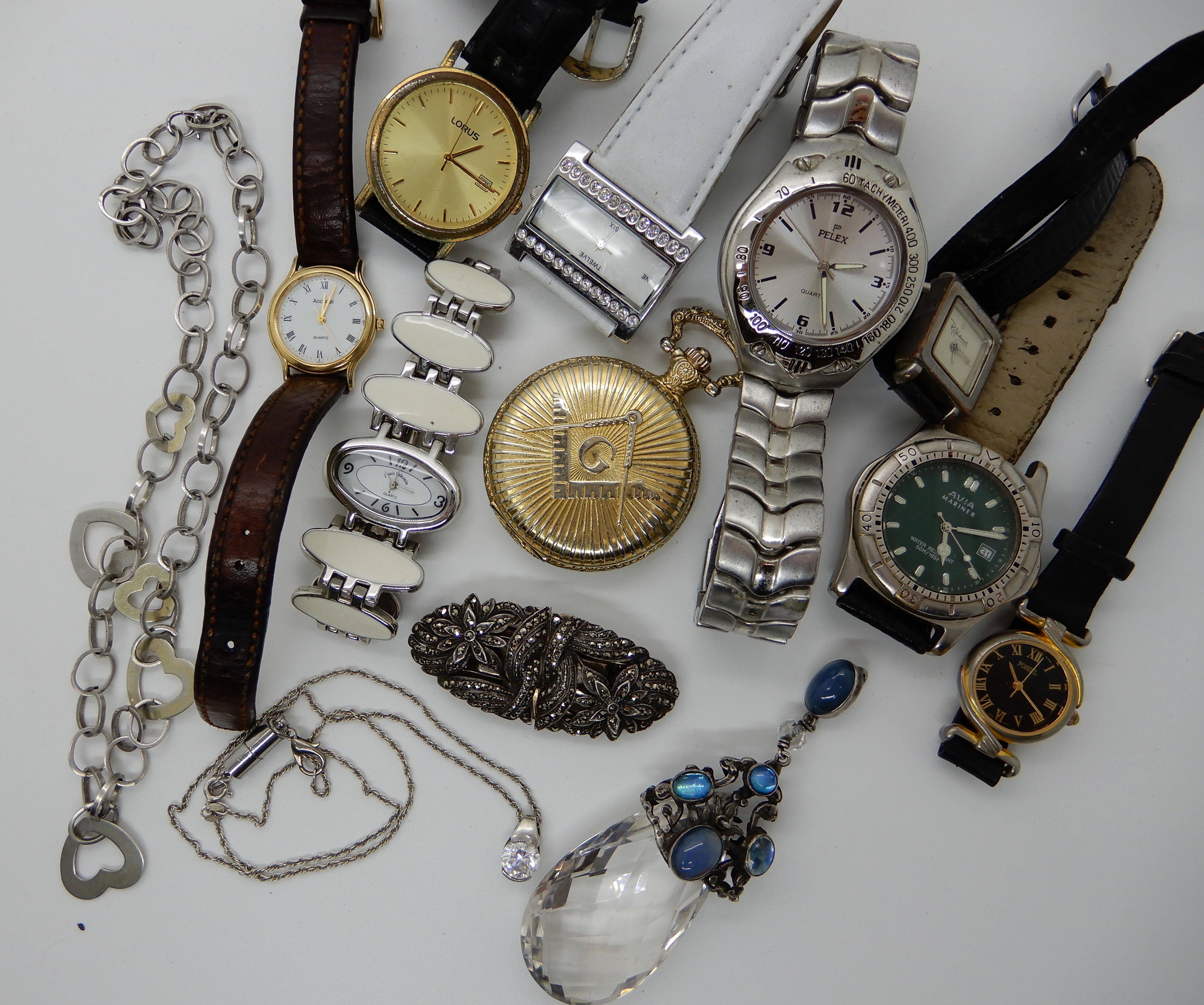 A Gents Avia Mariner, a modern Masonic pocket watch, a silver and ...