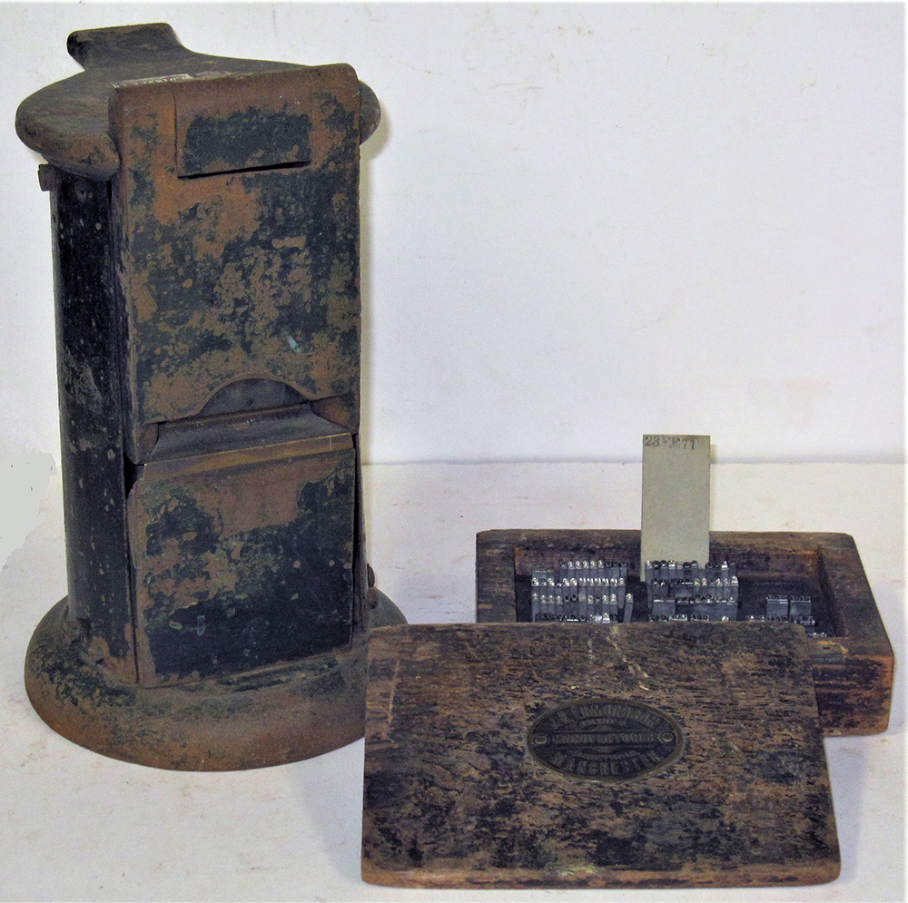 Edmondson Ticket Dating Machine. Complete with brass makers plate ...