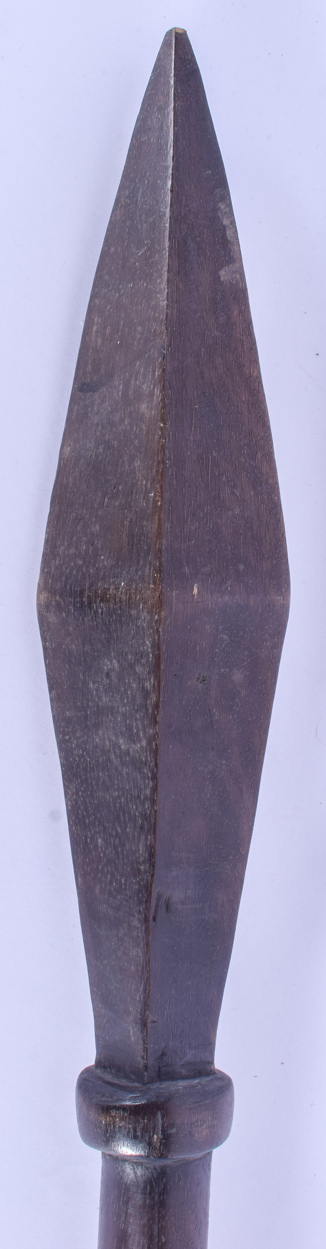 A TONGAN “AKAU TAU” WAR CLUB, carved with thick collar and plain shaft ...