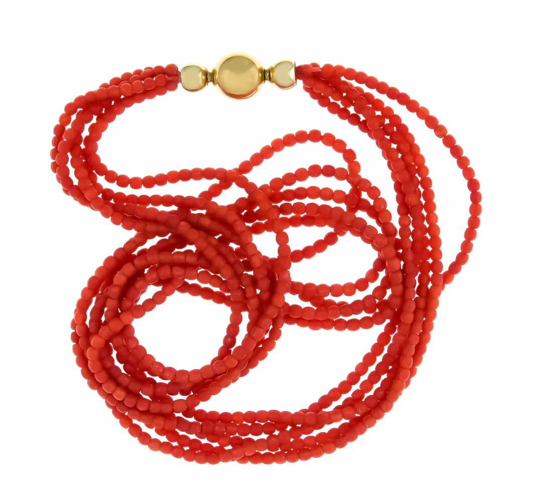 Coral necklace with Nittel patent interchangeable clasp GG 585/000 D ...