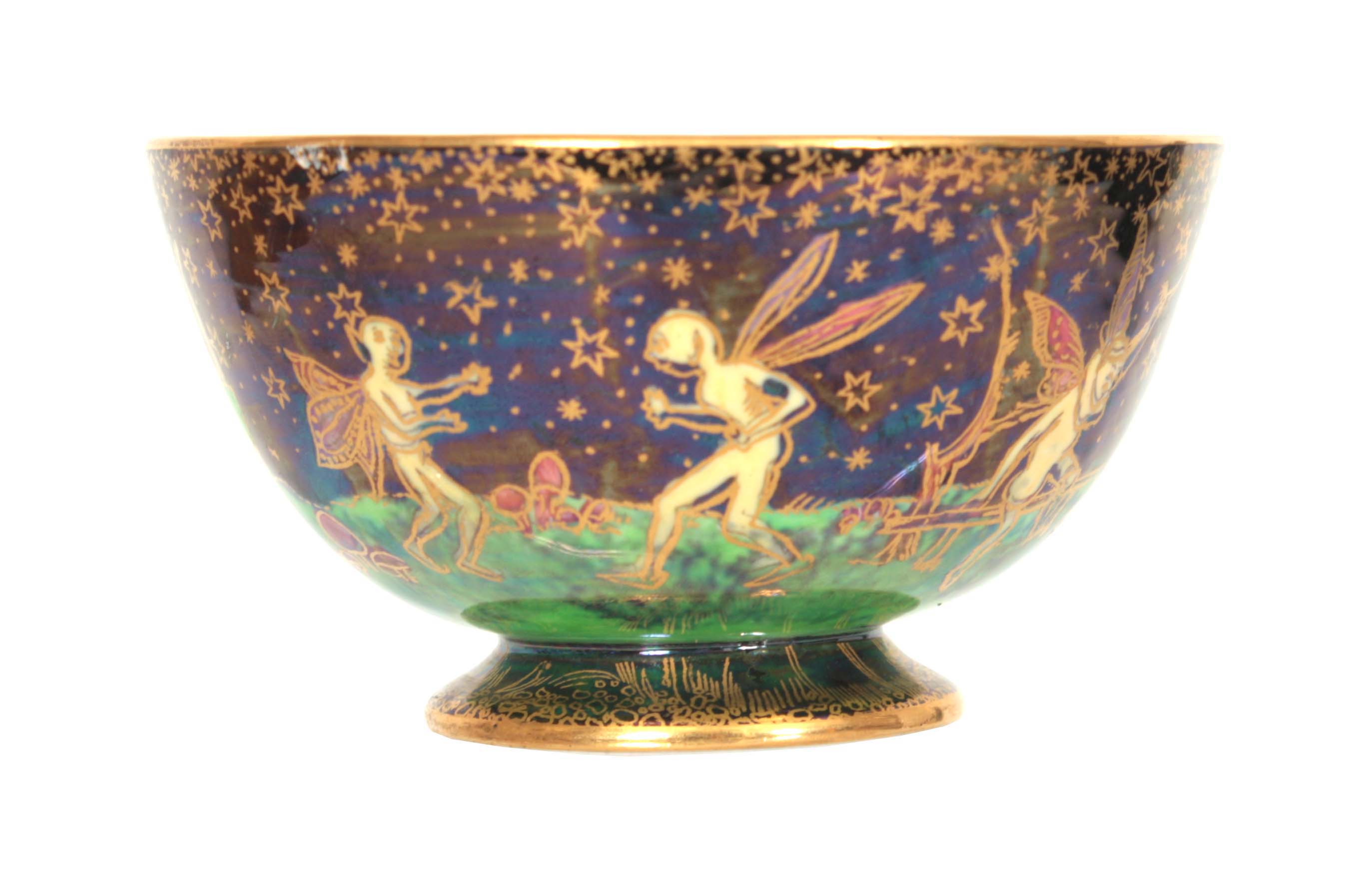 A SMALL WEDGWOOD FAIRYLAND LUSTRE FOOTED BOWL designed by Daisy Makeig ...
