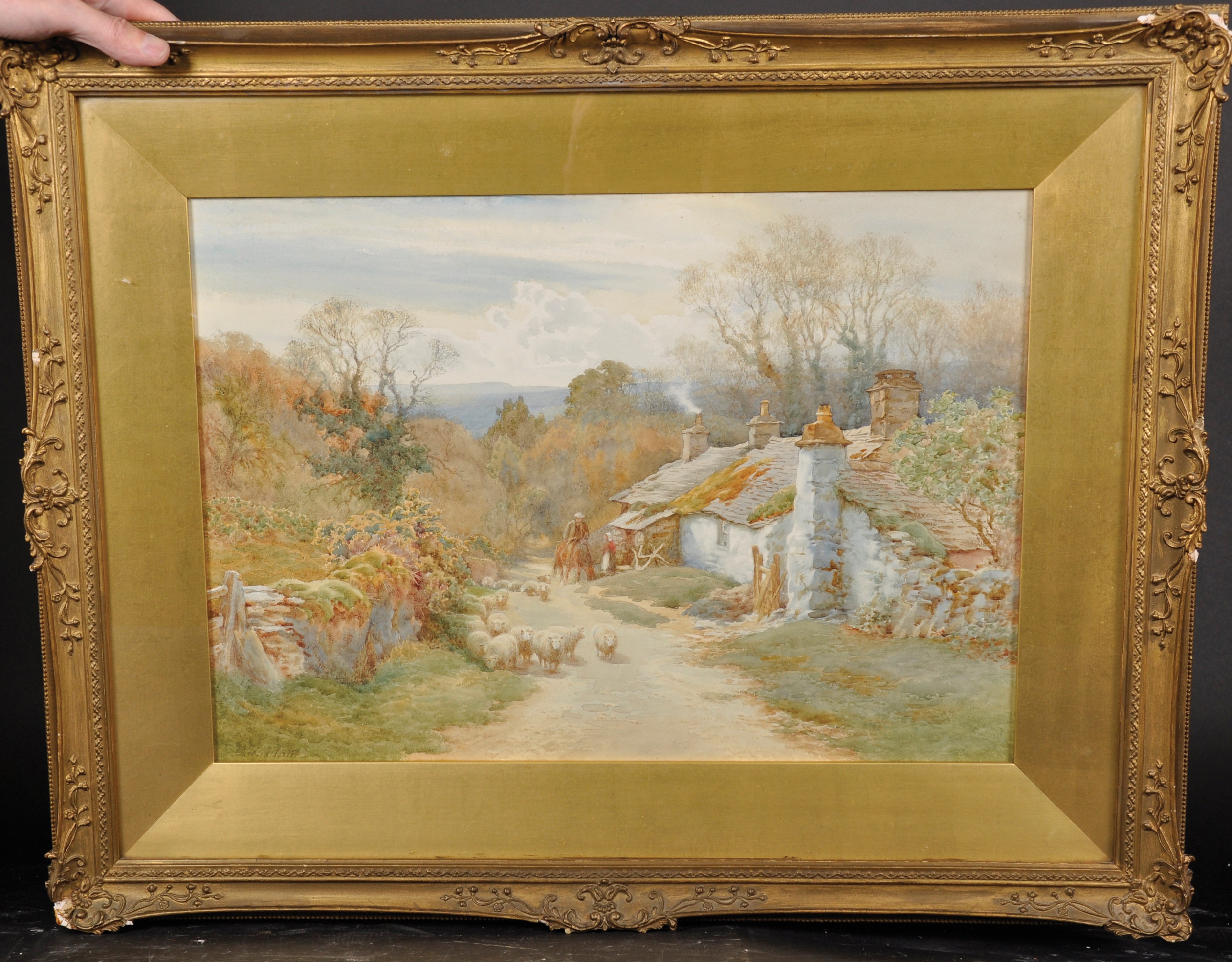 Charles James Adams (1859-1931) British. Figures by a Cottage, with ...