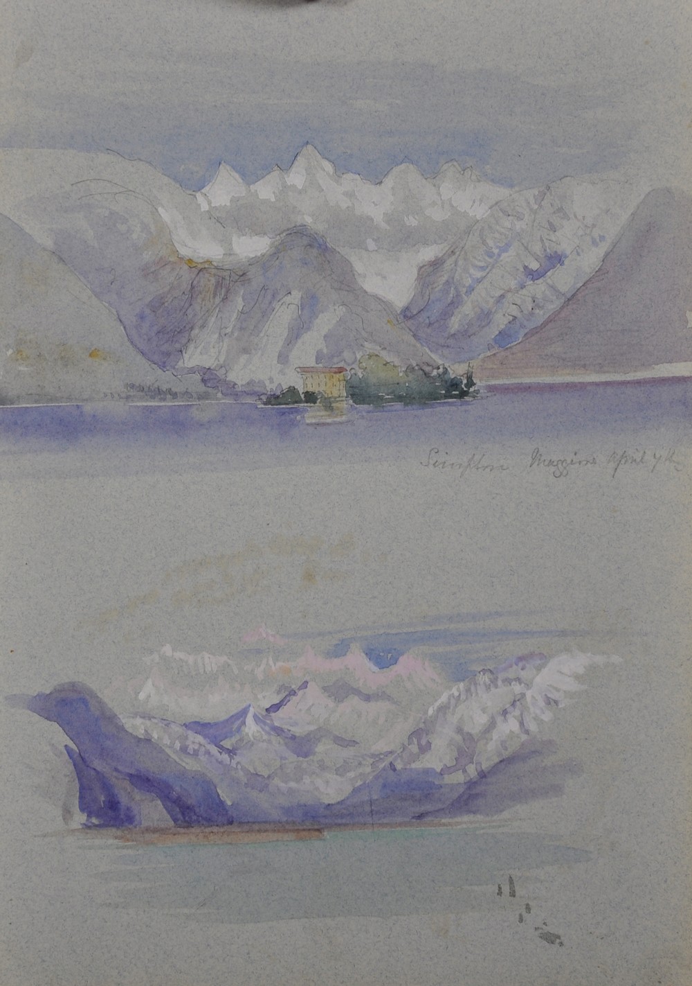 Follower of John Ruskin. Italian Lakes with Mountains, Watercolour ...