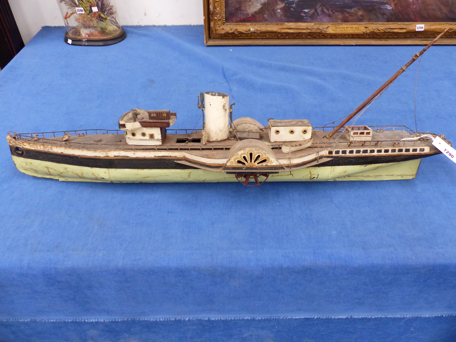 A SCALE MODEL LIVE STEAM PADDLE BOAT THE WESTBAY, THE HULL PAINTED ...
