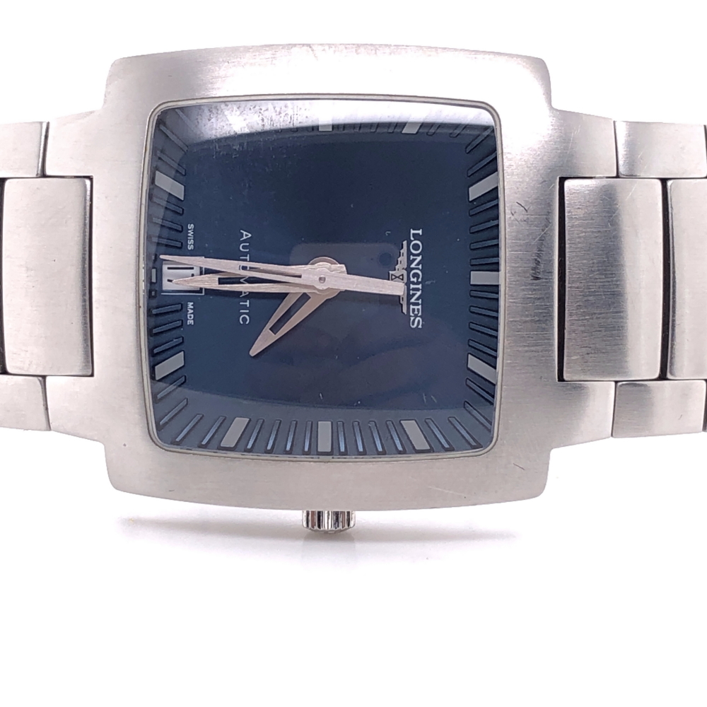 A LONGINES AUTOMATIC OPPOSITION SQUARE GENTLEMAN'S STAINLESS STEEL ...