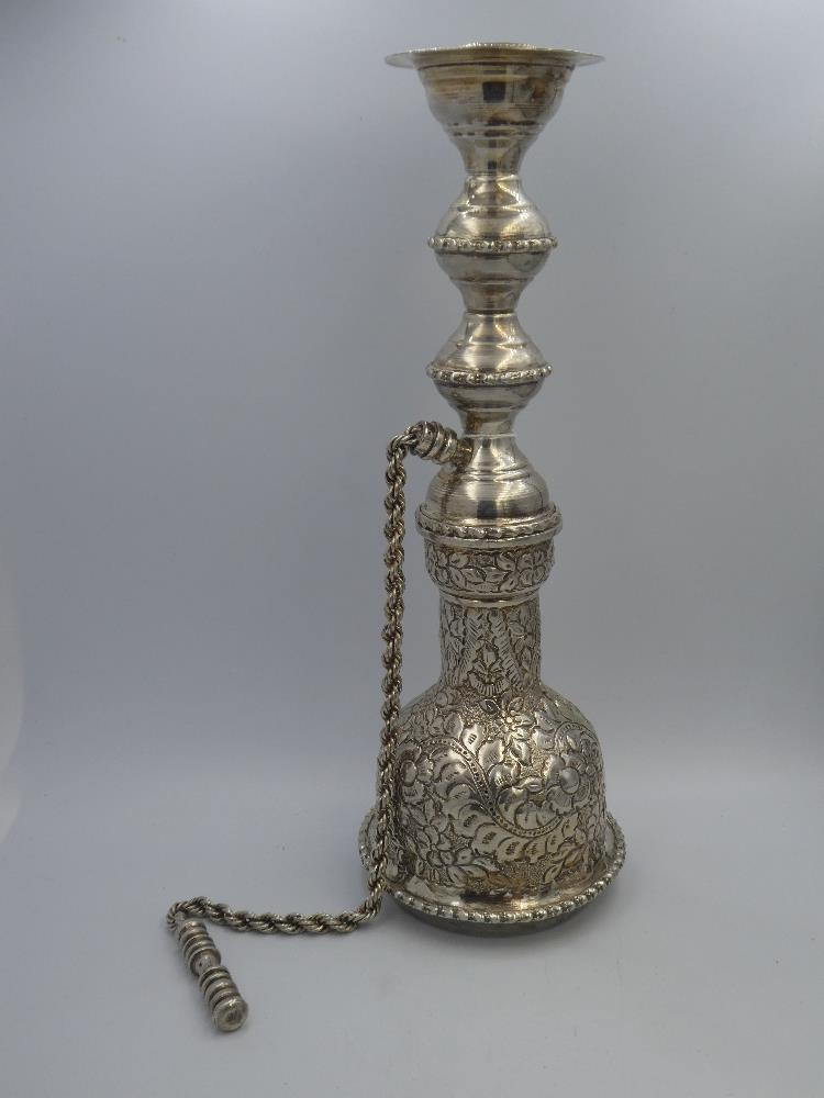 Silver Middle Eastern C19th hookah pipe