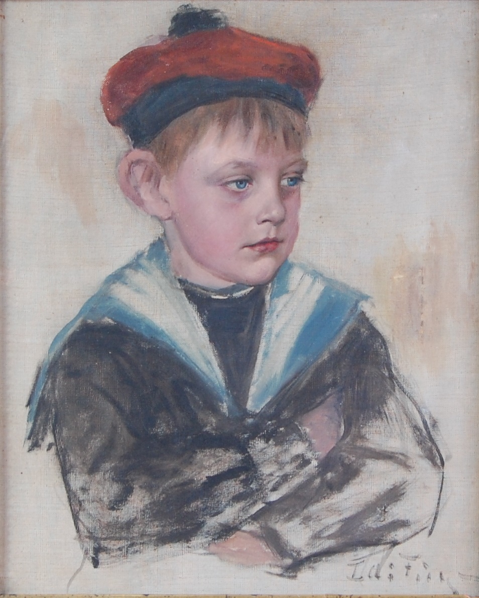 Circa 1900 French school - Half-length portrait of a boy wearing a ...