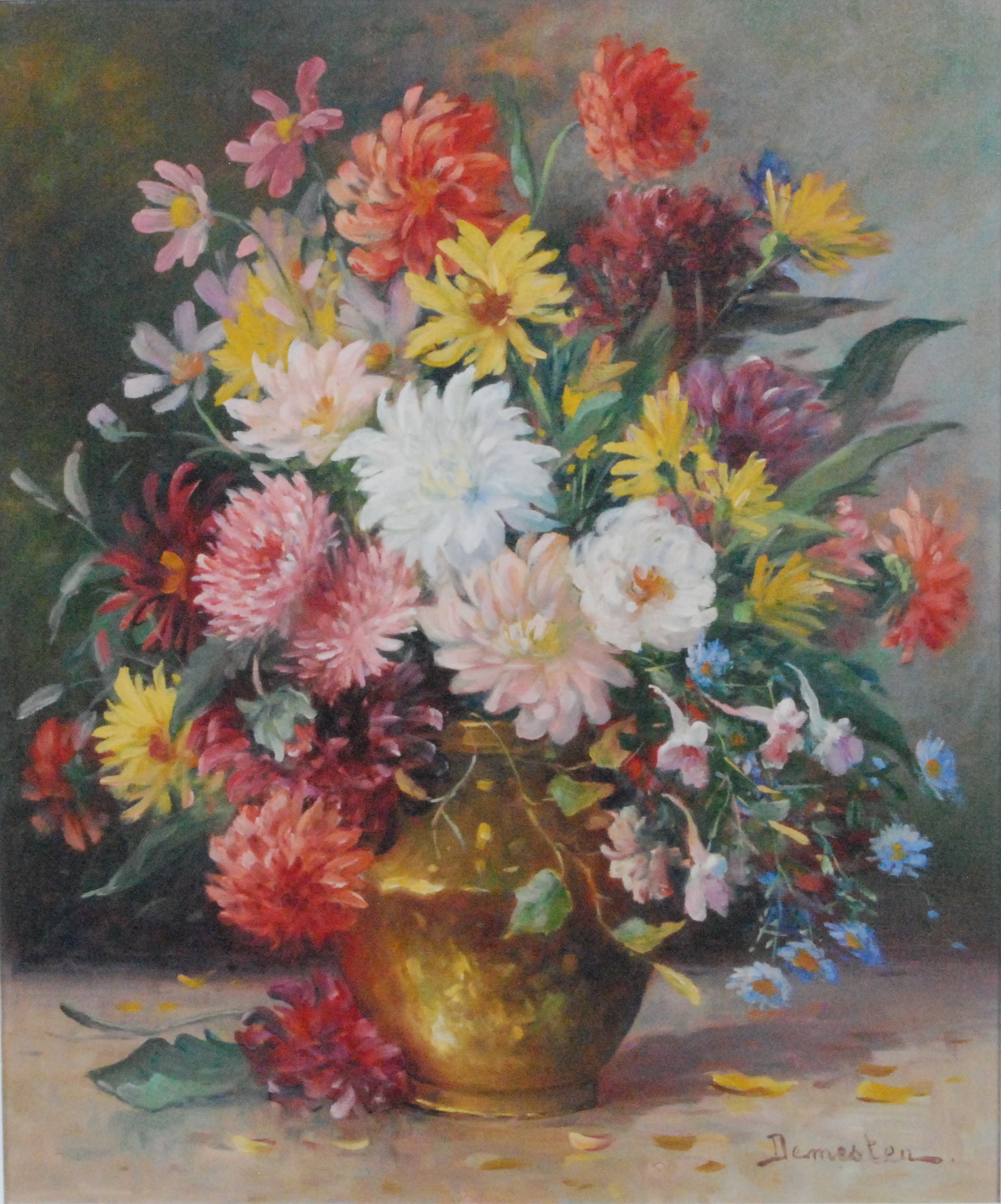Eugène Demester (b.1914) - Still Life Flowers in a Vase, oil on canvas ...