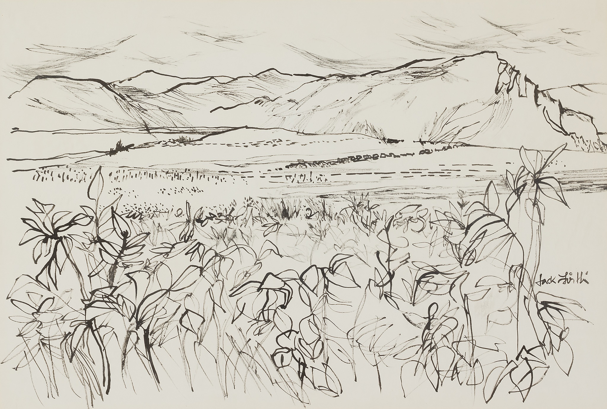 JACK FIRTH R.S.W (SCOTTISH 1917-2010) POTATO FIELD AT LOCH EWE Signed ...