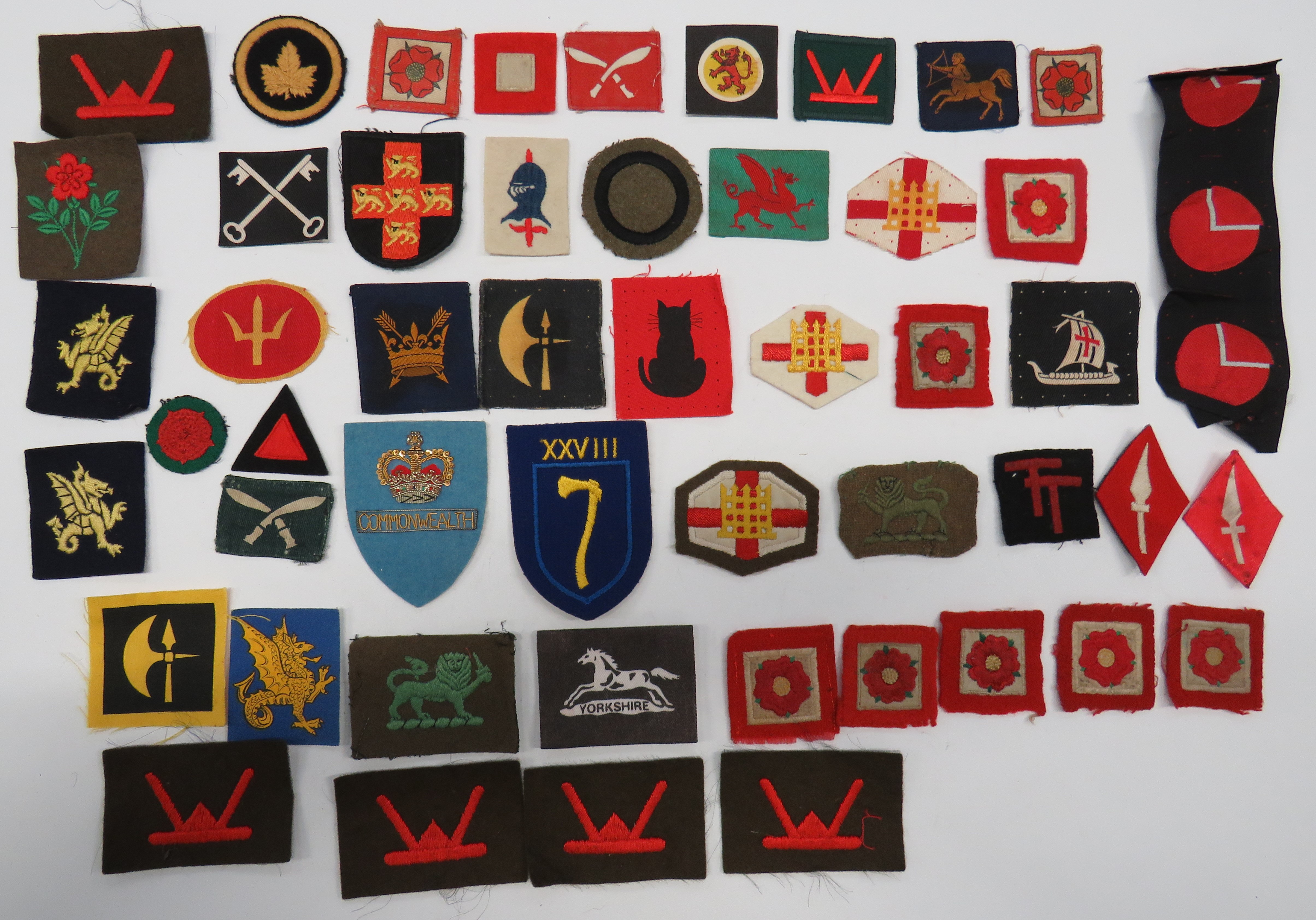 Selection of British Formation Badges including embroidery 55th Inf Div ...