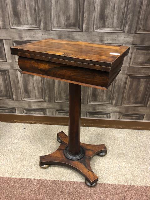 EARLY VICTORIAN ROSEWOOD OBLONG GAMES TABLE, the crossbanded top ...