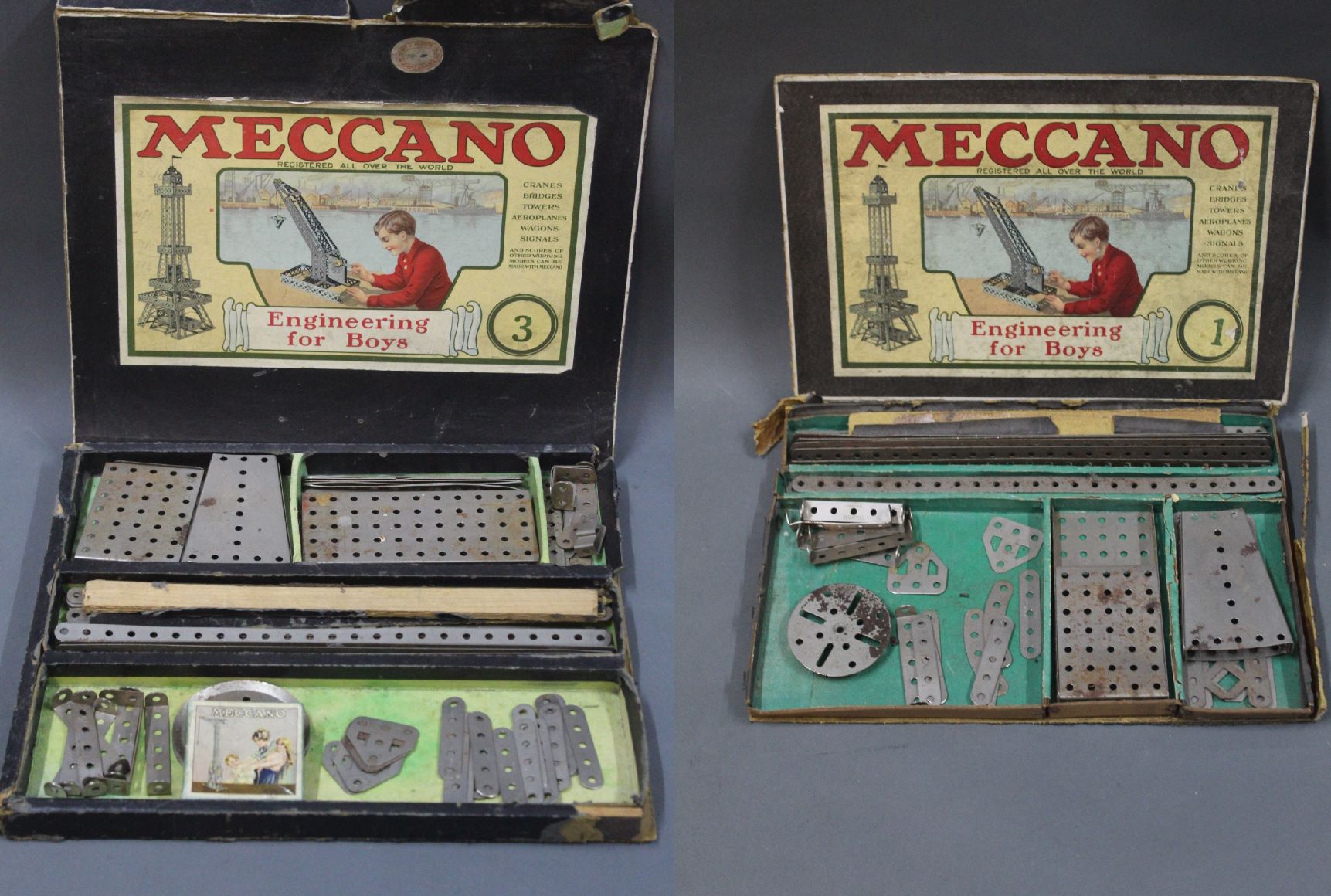 Two Meccano Engineering for boys sets, No. 1 & 3.