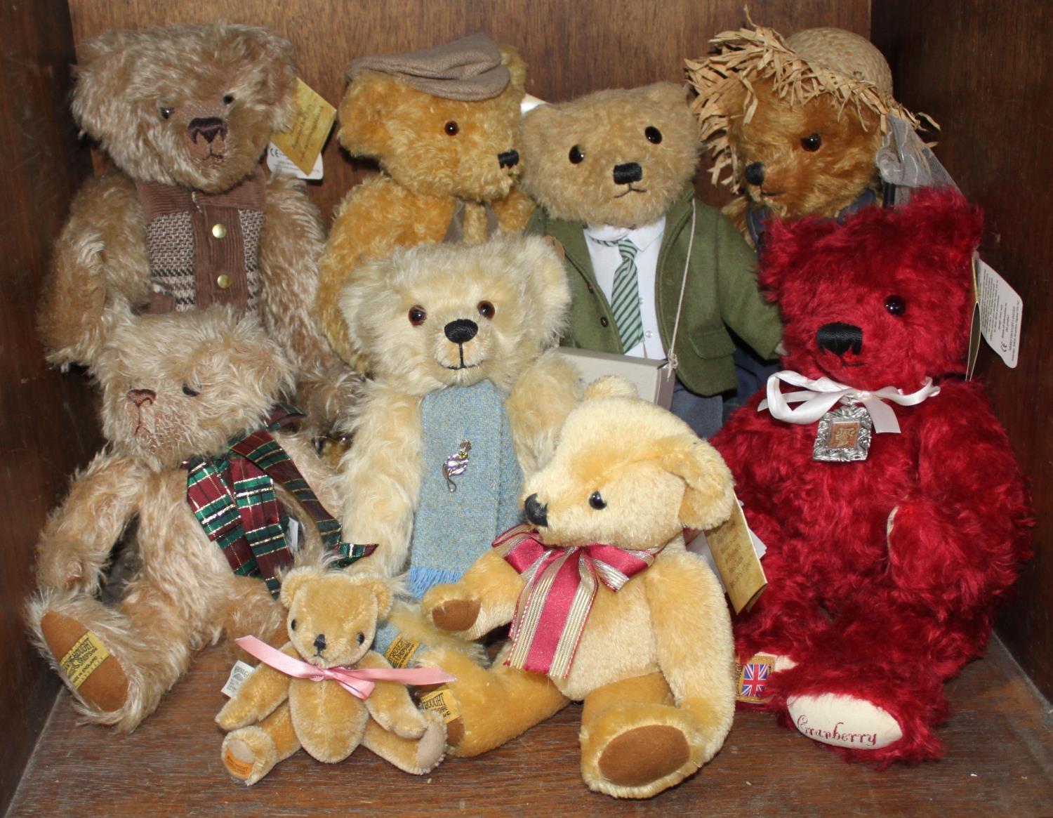 Nine various Merrythought teddy bears including limited editions ...