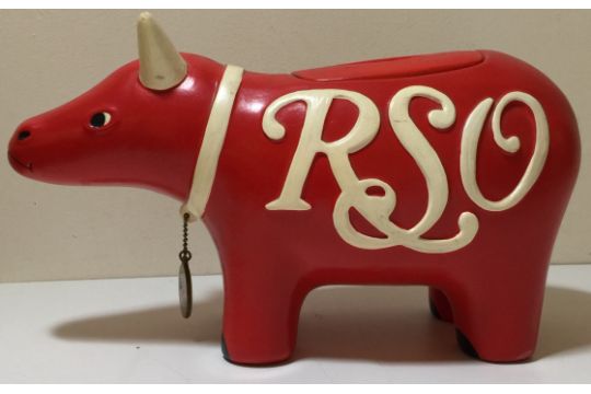 RSO COW COOKIE JAR. A painted porcelain model of the famous 'RSO ...