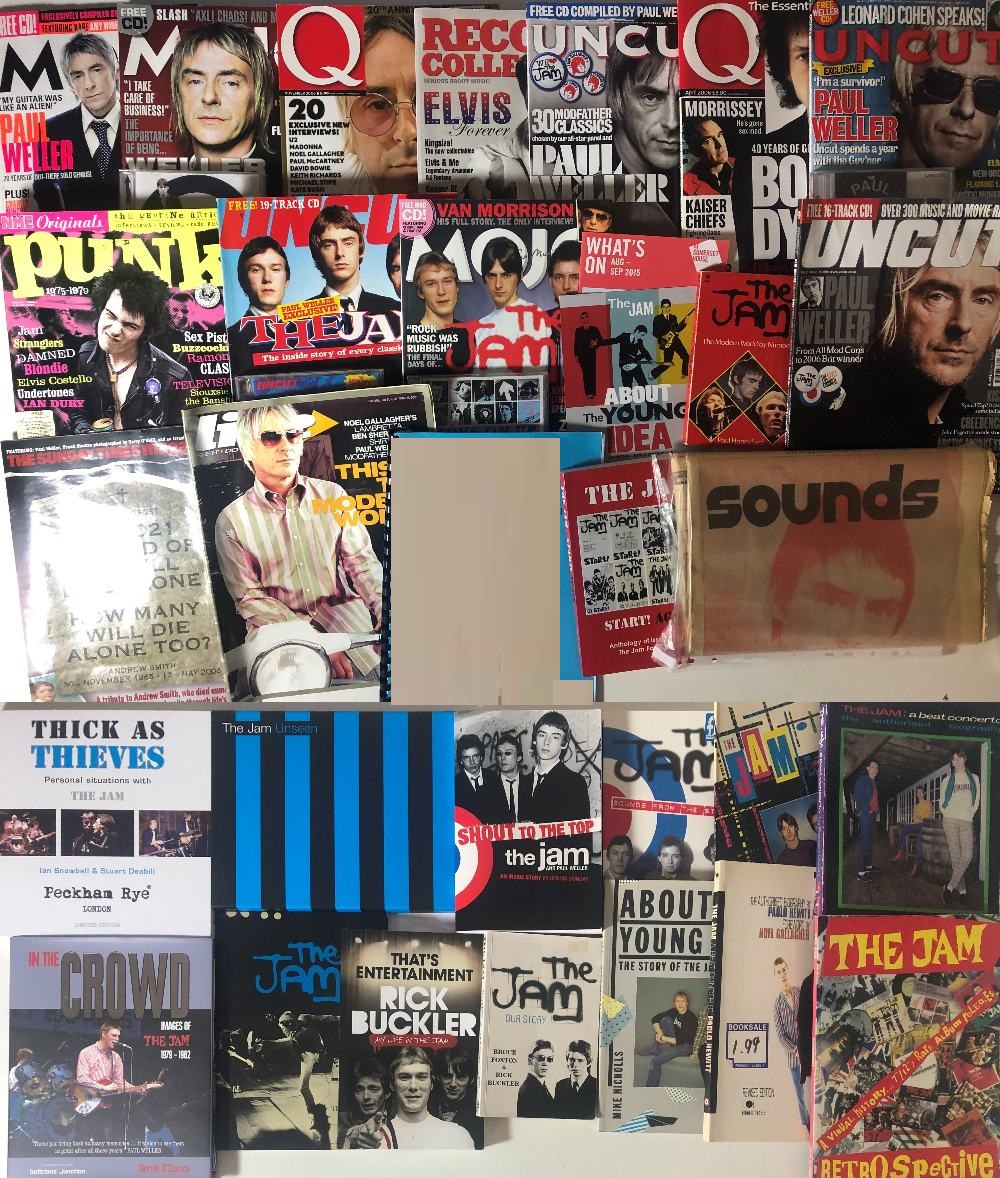 THE JAM BOOKS/MAGAZINES/POSTERS. A collection of 32 items with 17 books ...