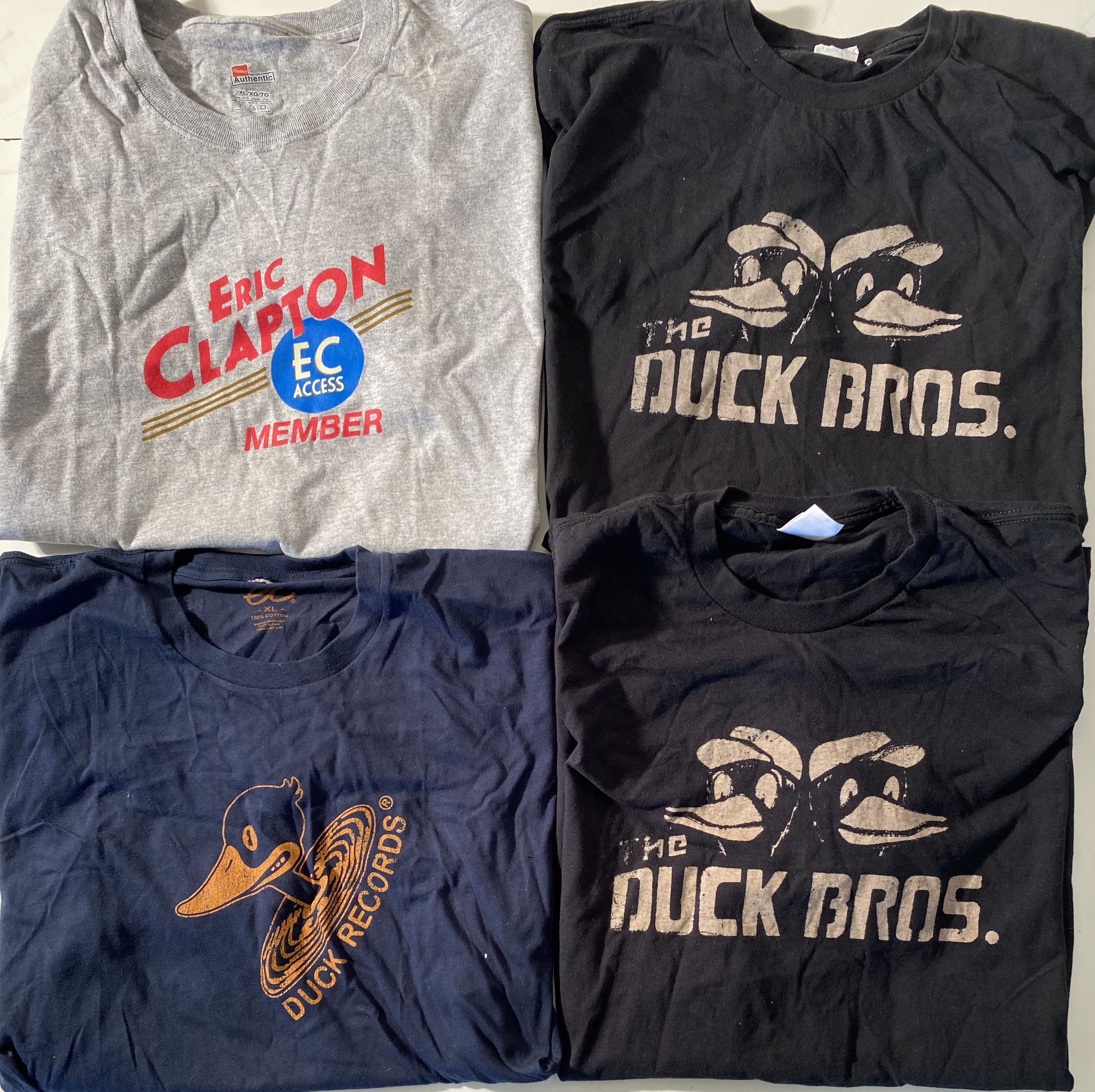 ERIC CLAPTON/DUCK RECORDS T-SHIRTS. Four t-shirts to include 3 Duck ...