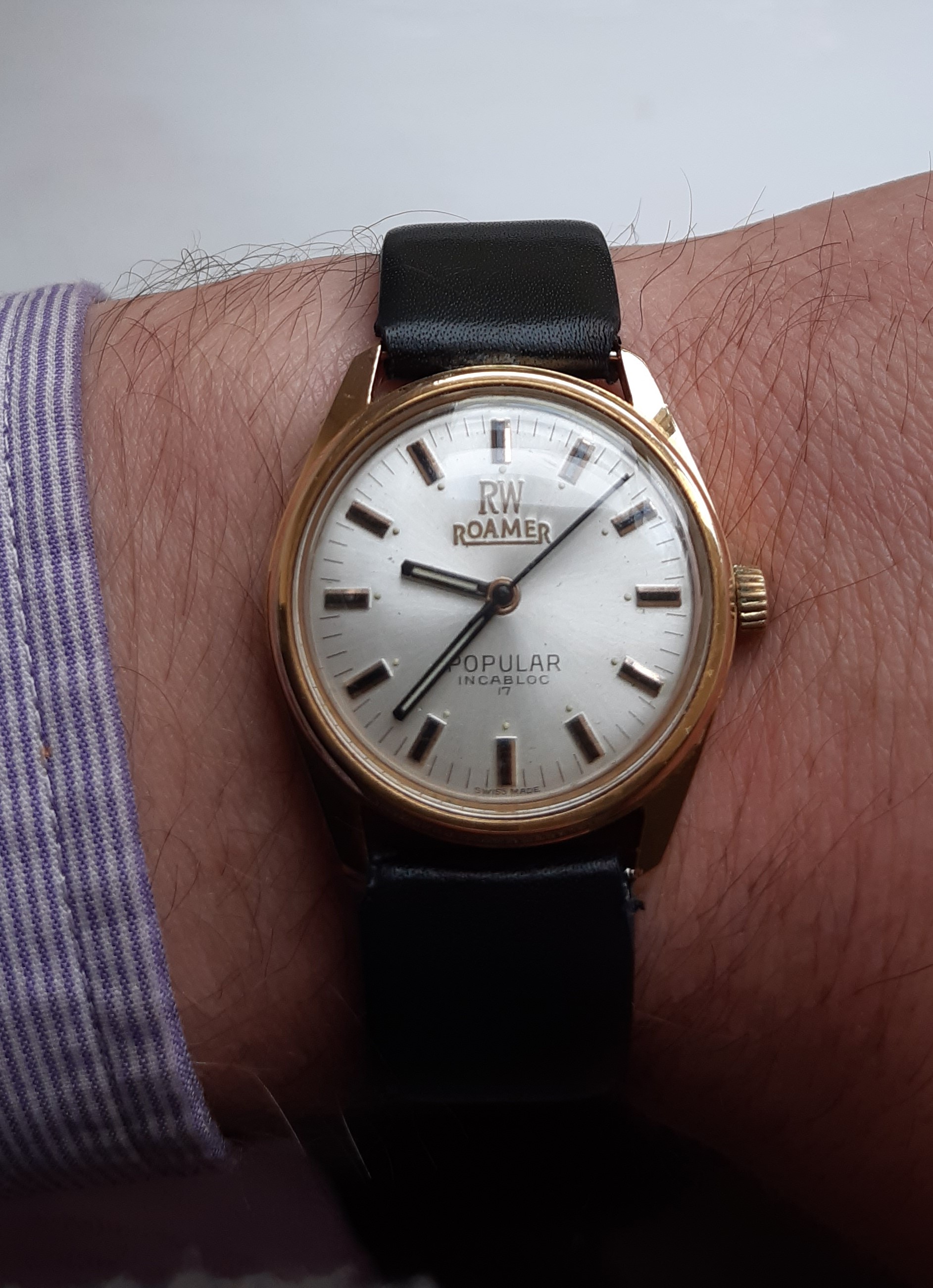 Gents vintage RW Roamer Popular mechanical wristwatch, brushed steel ...