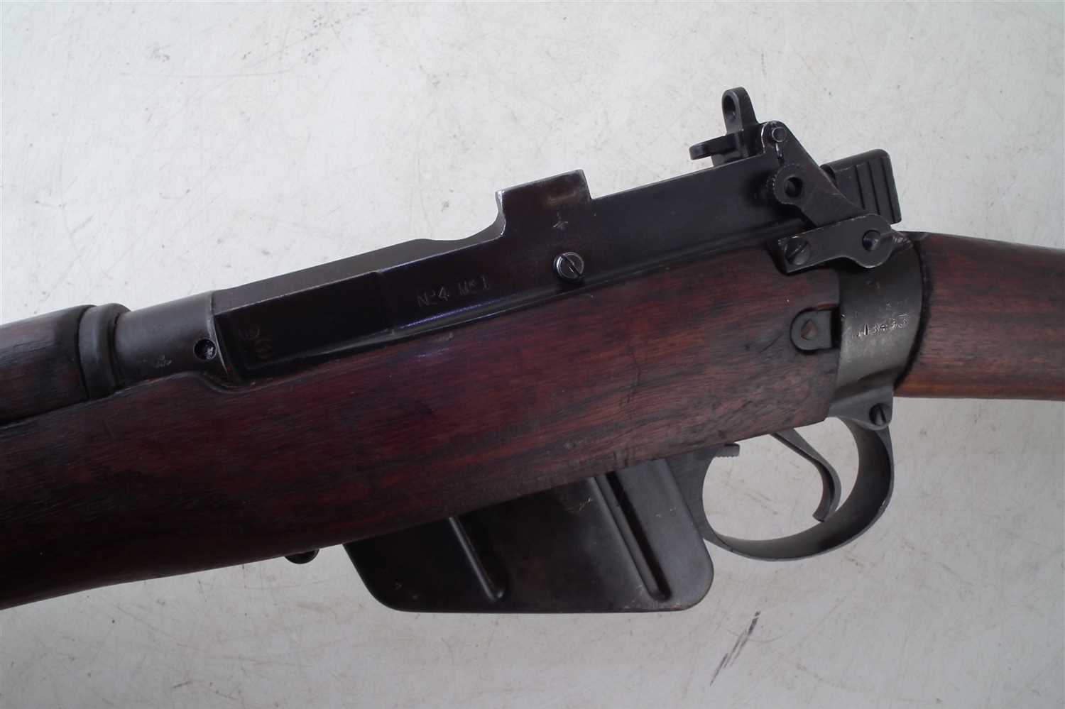 Lee Enfield No.4 MkI .303 bolt action rifle serial number M18493, with ...