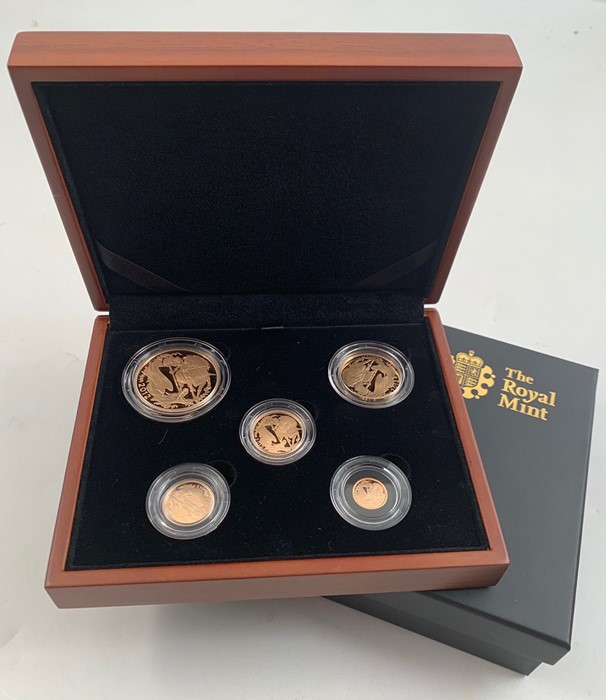 A 2012 limited edition gold proof sovereign 5 coin set, comprising a £5 ...