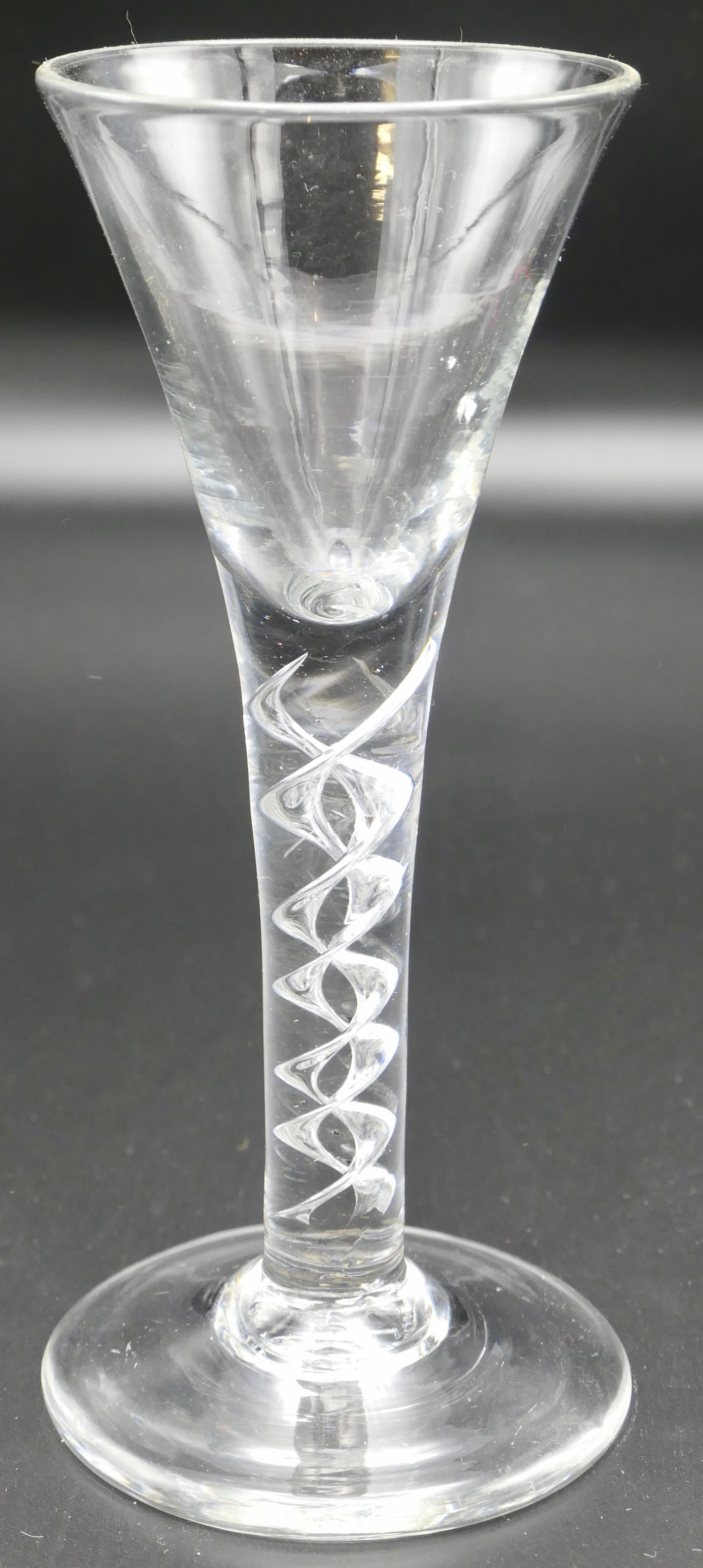 Georgian conical wine glass with tapering mercury twist stem, height 16 ...