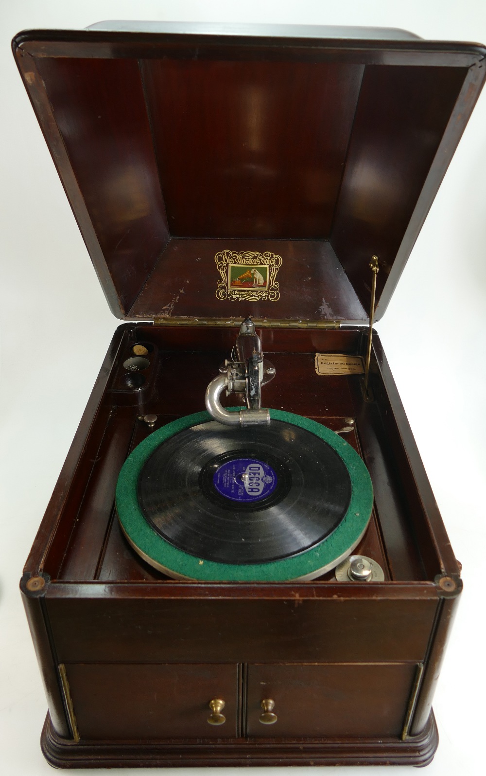 Mahogany Cased HMV tabletop gramophone: