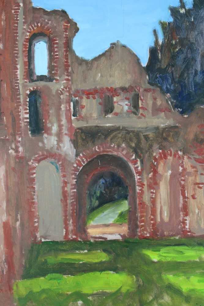 David Britton , contemporary, oil on board - St Botolphia Ruins, signed ...