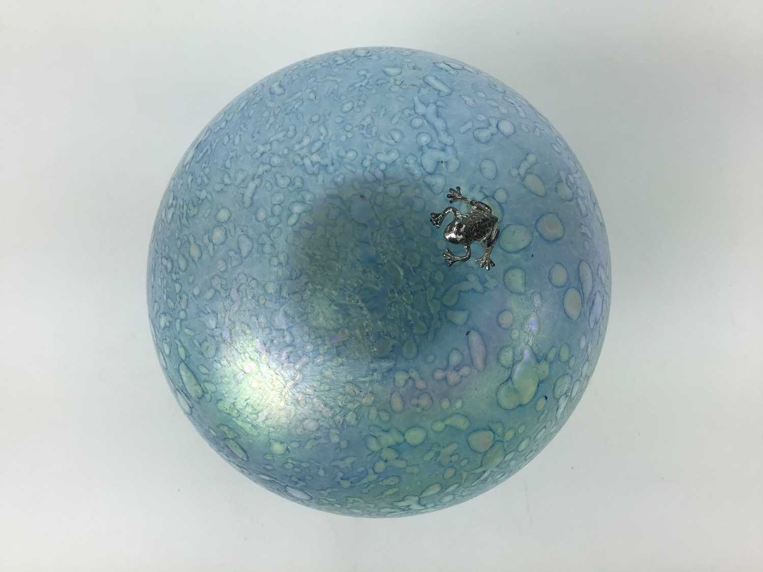 John Ditchfield Glasform iridescent blue toadstool paperweight with ...