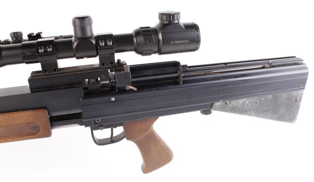 .22 SKAN AR pcp pump action air rifle, moderated barrel, in-line ...