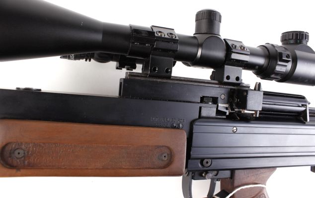 .22 SKAN AR pcp pump action air rifle, moderated barrel, in-line ...