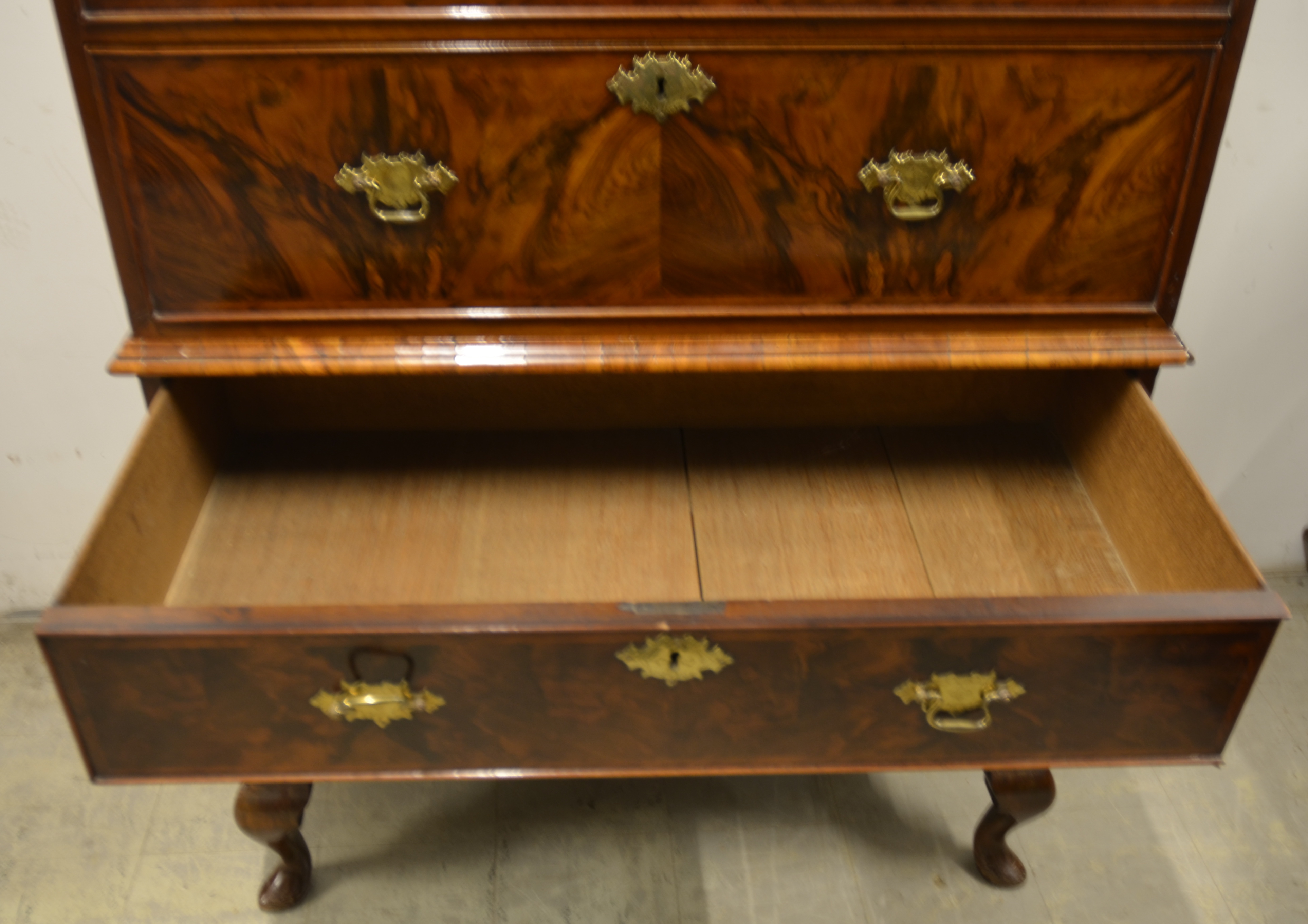 A 19th Century mahogany chest on stand, walnut cock beaded drawer ...