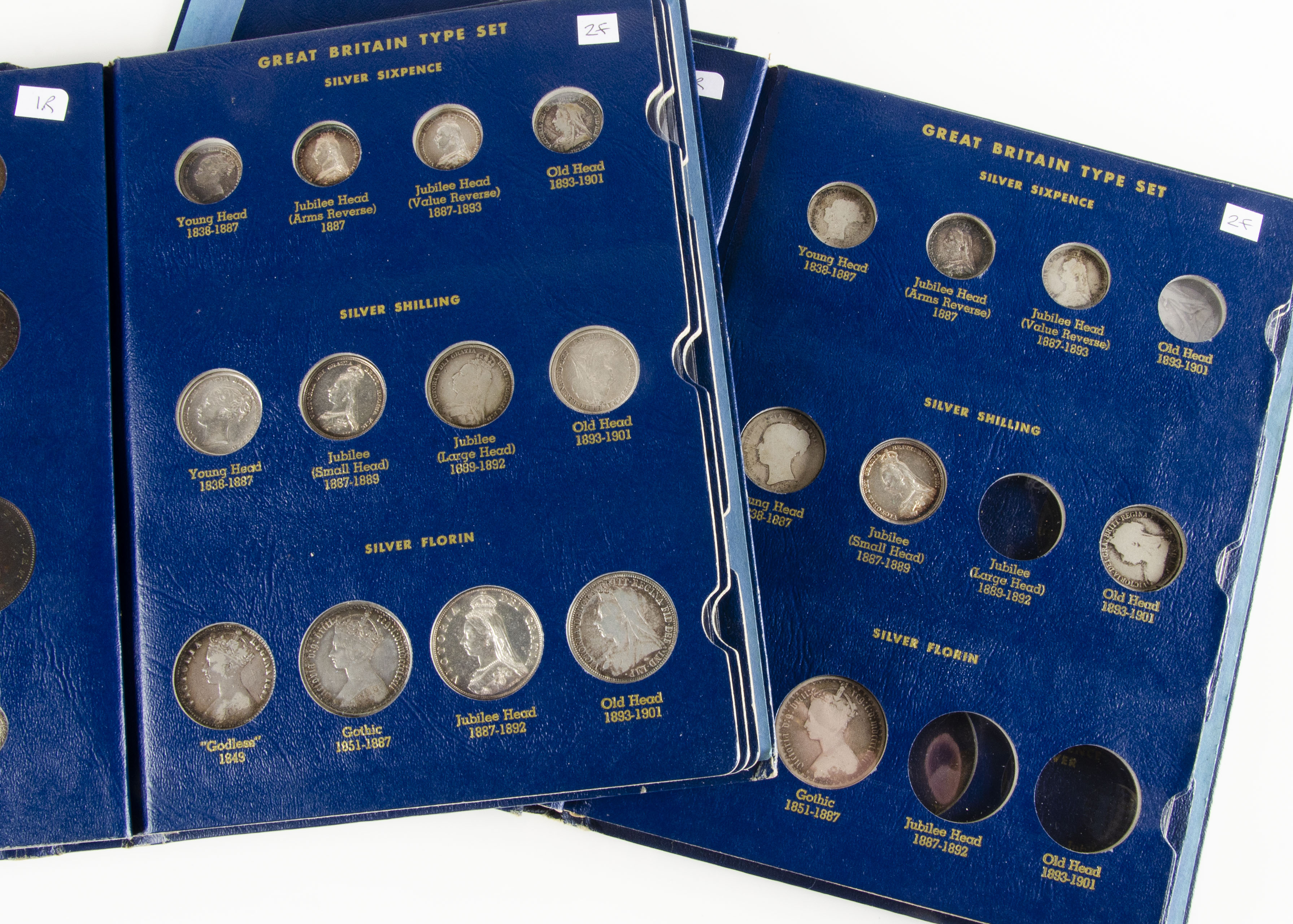 Two Victorian coin collectors albums, featuring various silver and ...