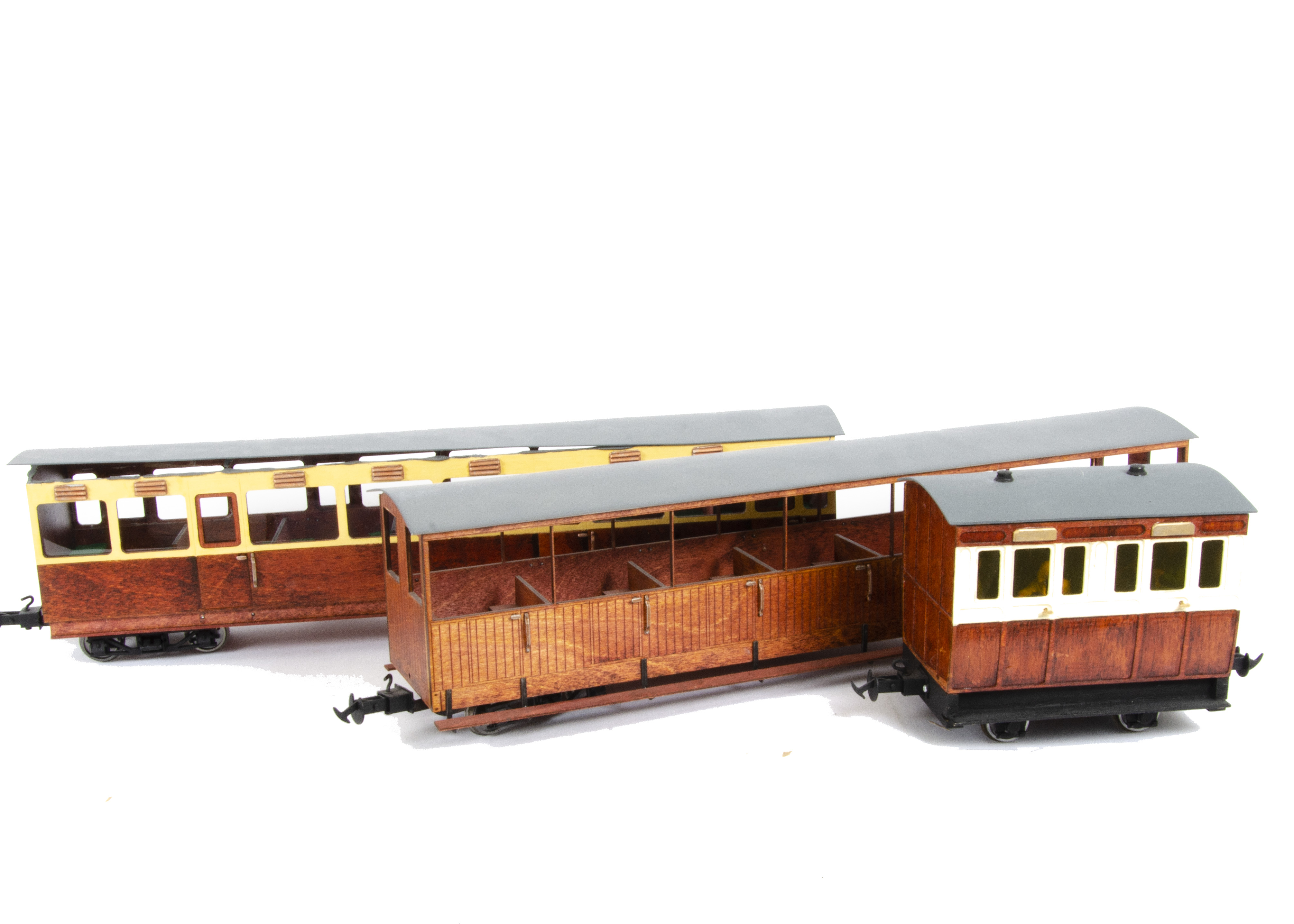 Seven G Scale Kit-built Bogie and 4-wheeled Coaching Stock, an 'open ...
