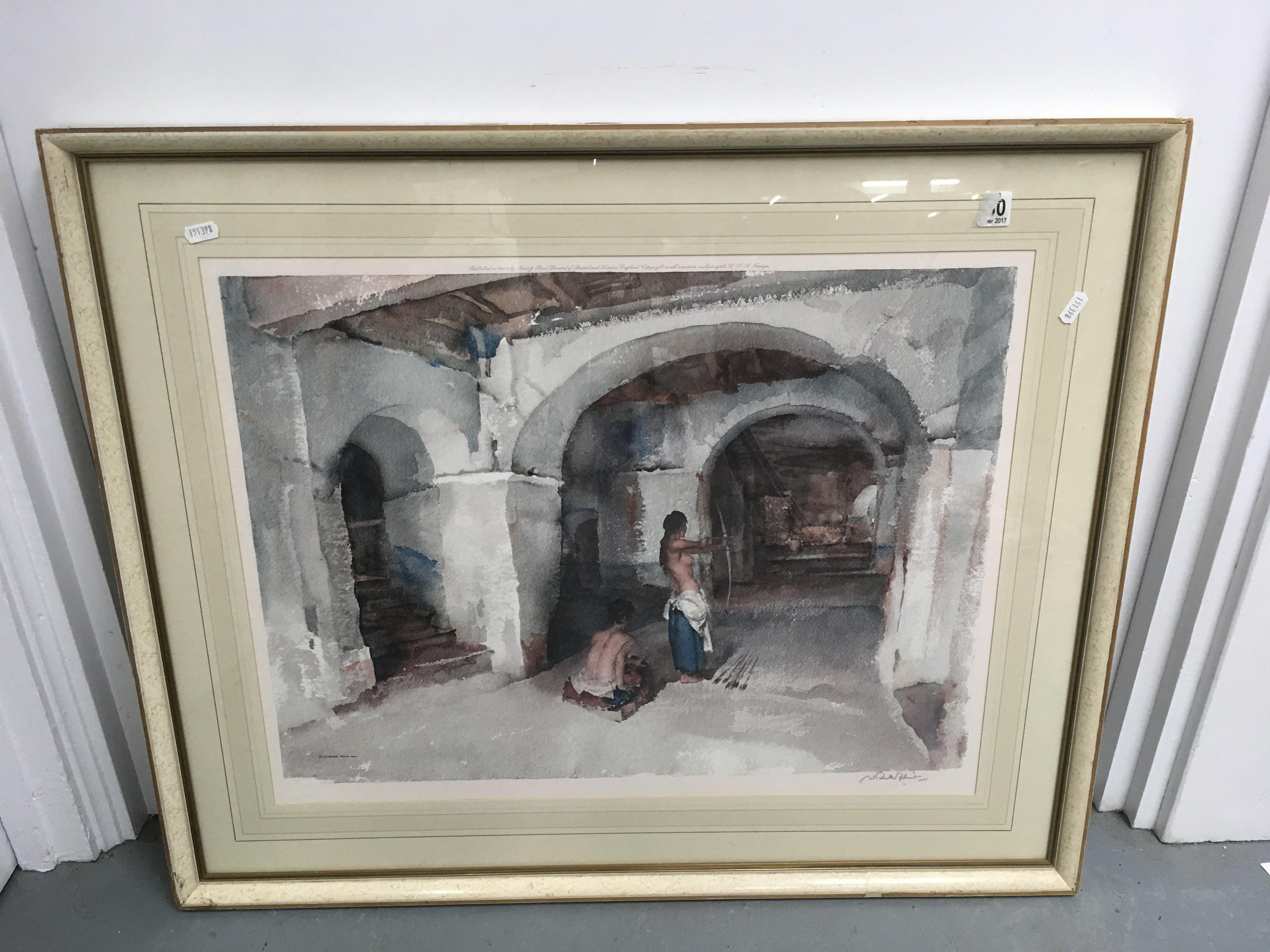 A large, William Russell Flint signed print depicting nude maidens ...