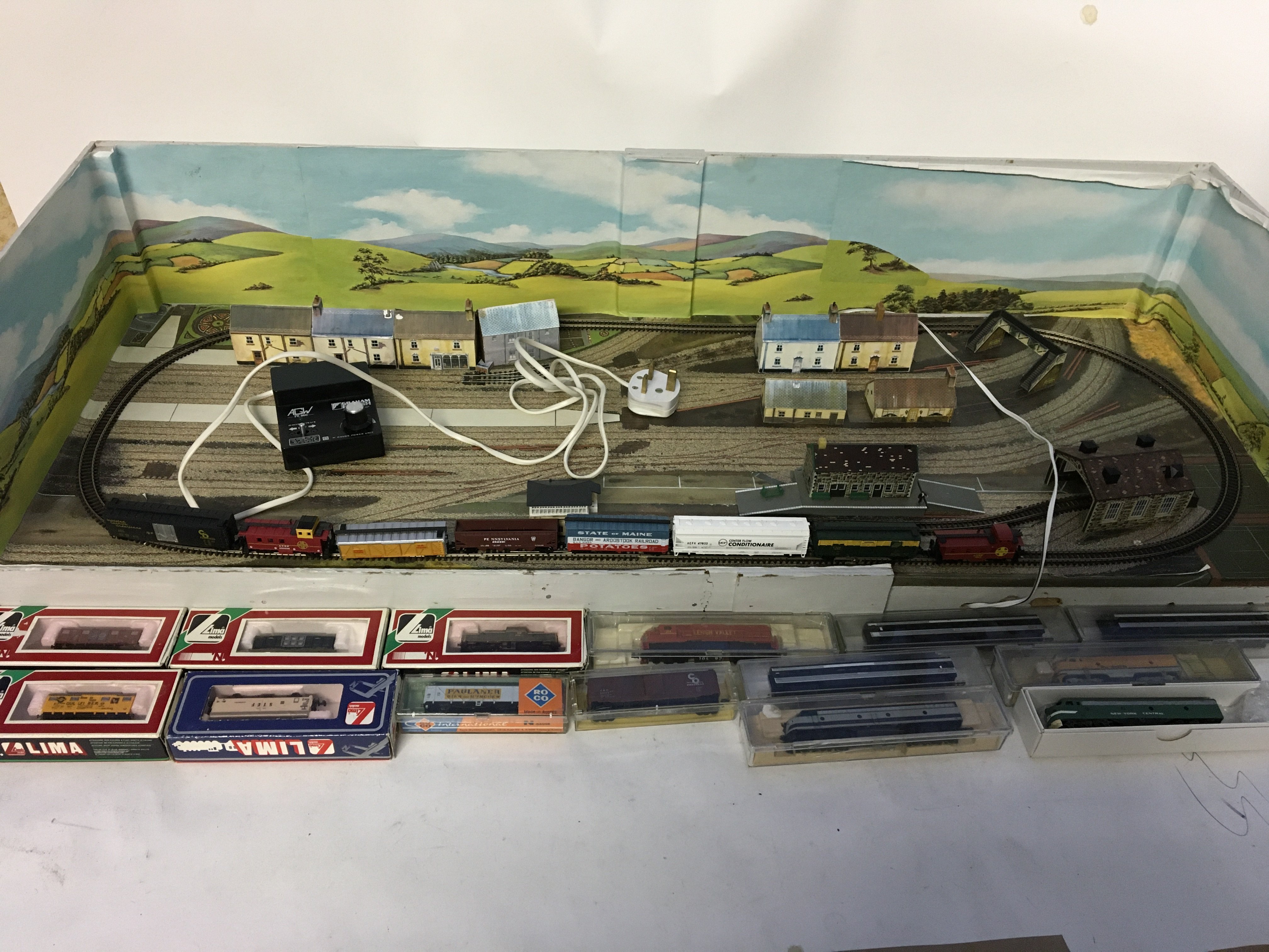Lima, Roco, Minitrix, N gauge layout and a number of boxed locomotives ...