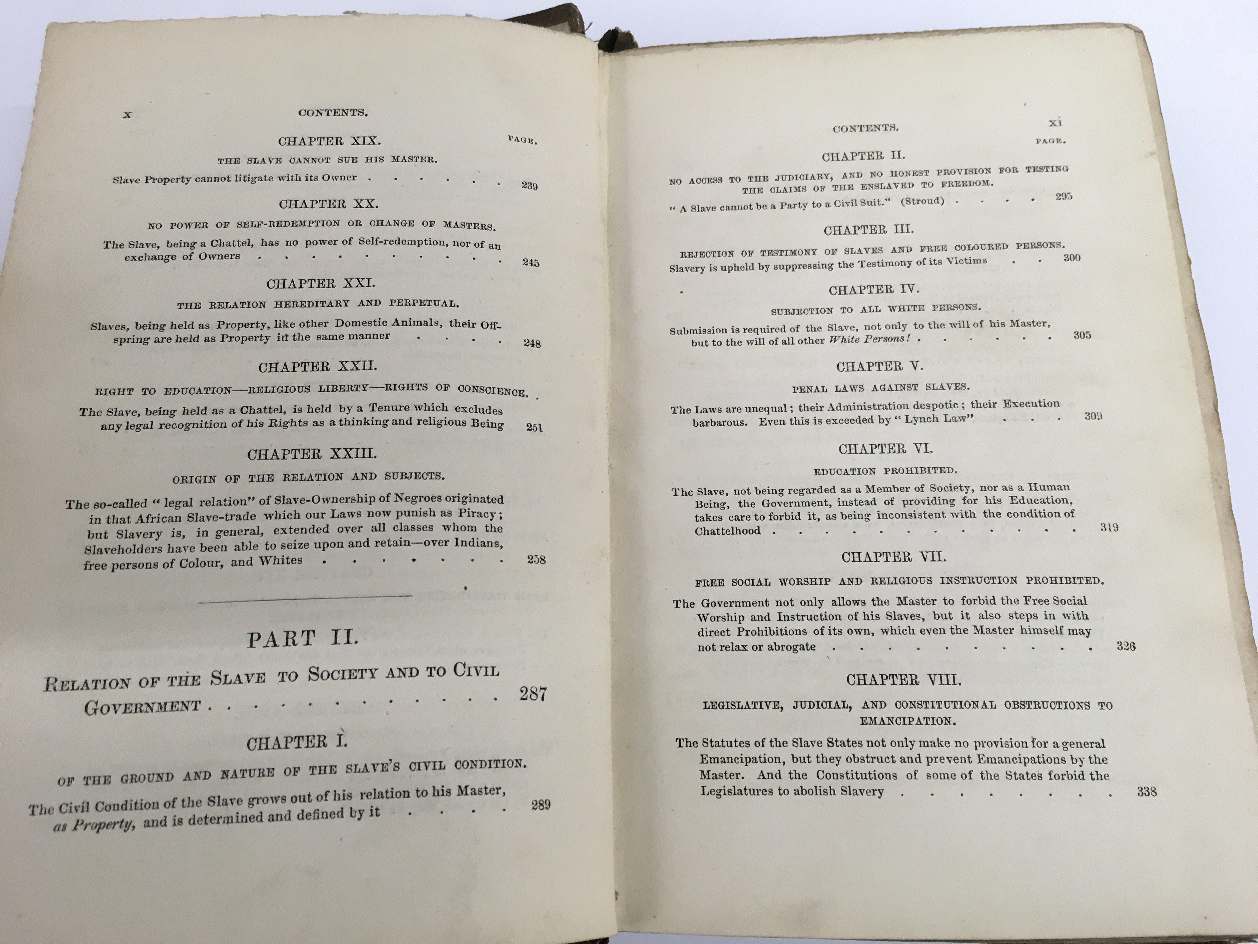 An rare and important book, an 1853 copy of 'The American Slave Code ...